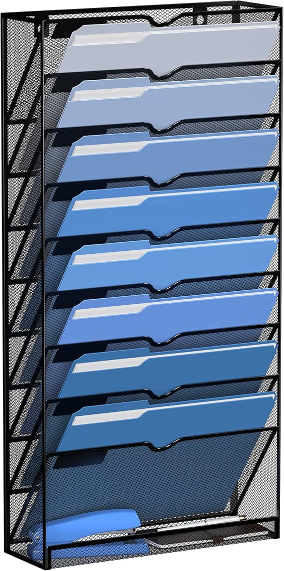 DALTACK Wall File Holder 10 Tier Hanging Wall File Organizer, for ...