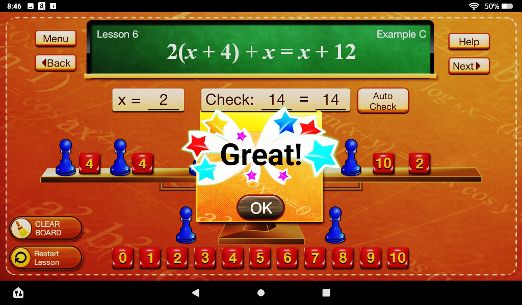 Hands-On Equations 1:The Fun Way to Learn Algebra - App on Amazon Appstore
