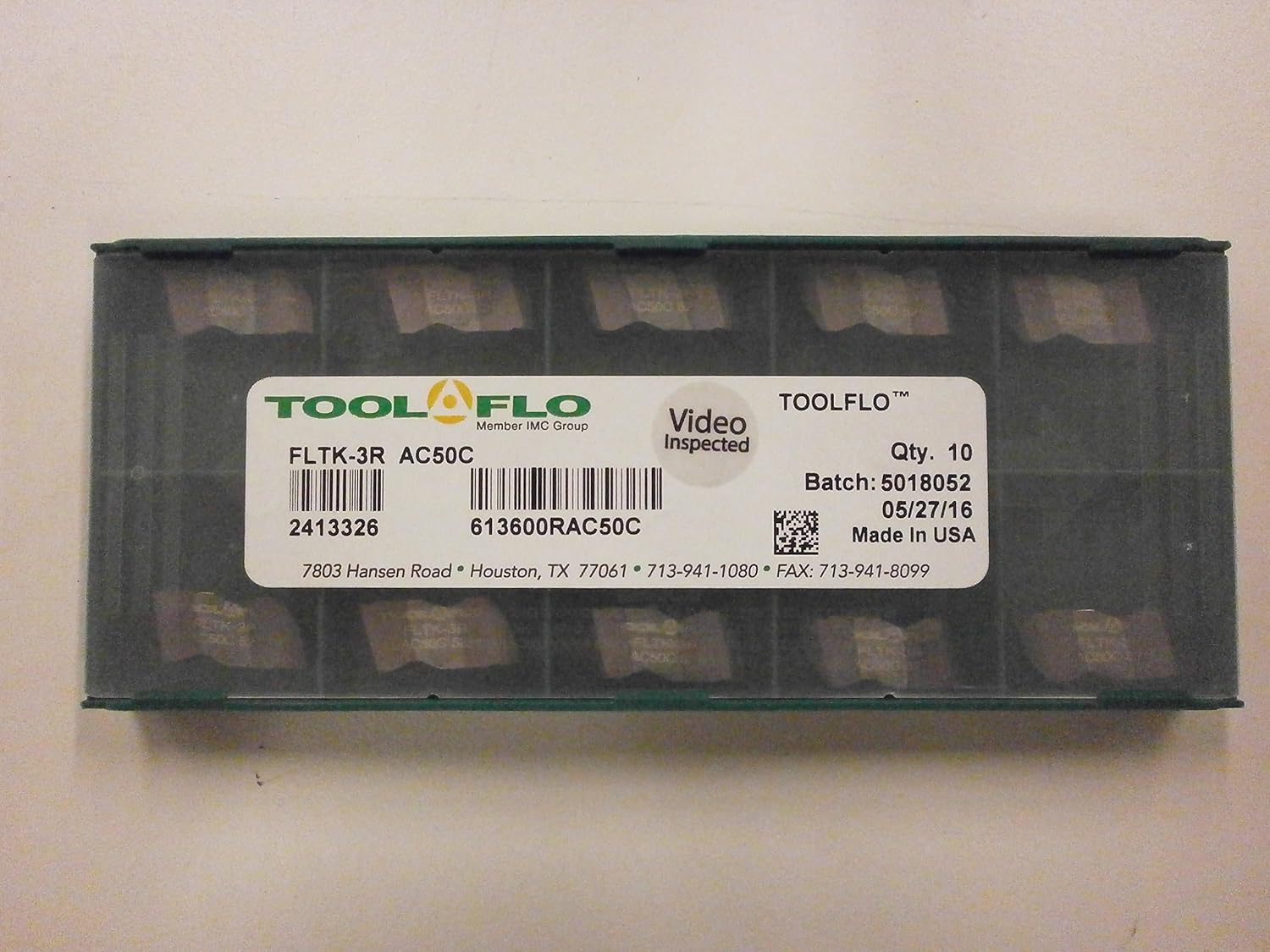 10pc) Tool-Flo FLTK 3R AC50C Carbide 60° V-Threading Positive Rake ...