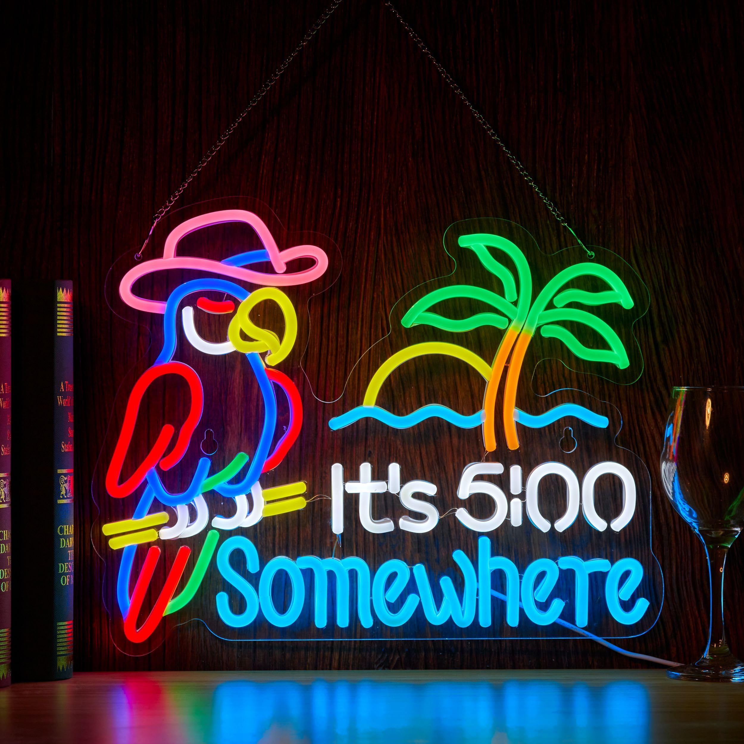 Amazon.com: Qunclay It's 5: 00 Somewhere Sign Lighted Decorations LED ...