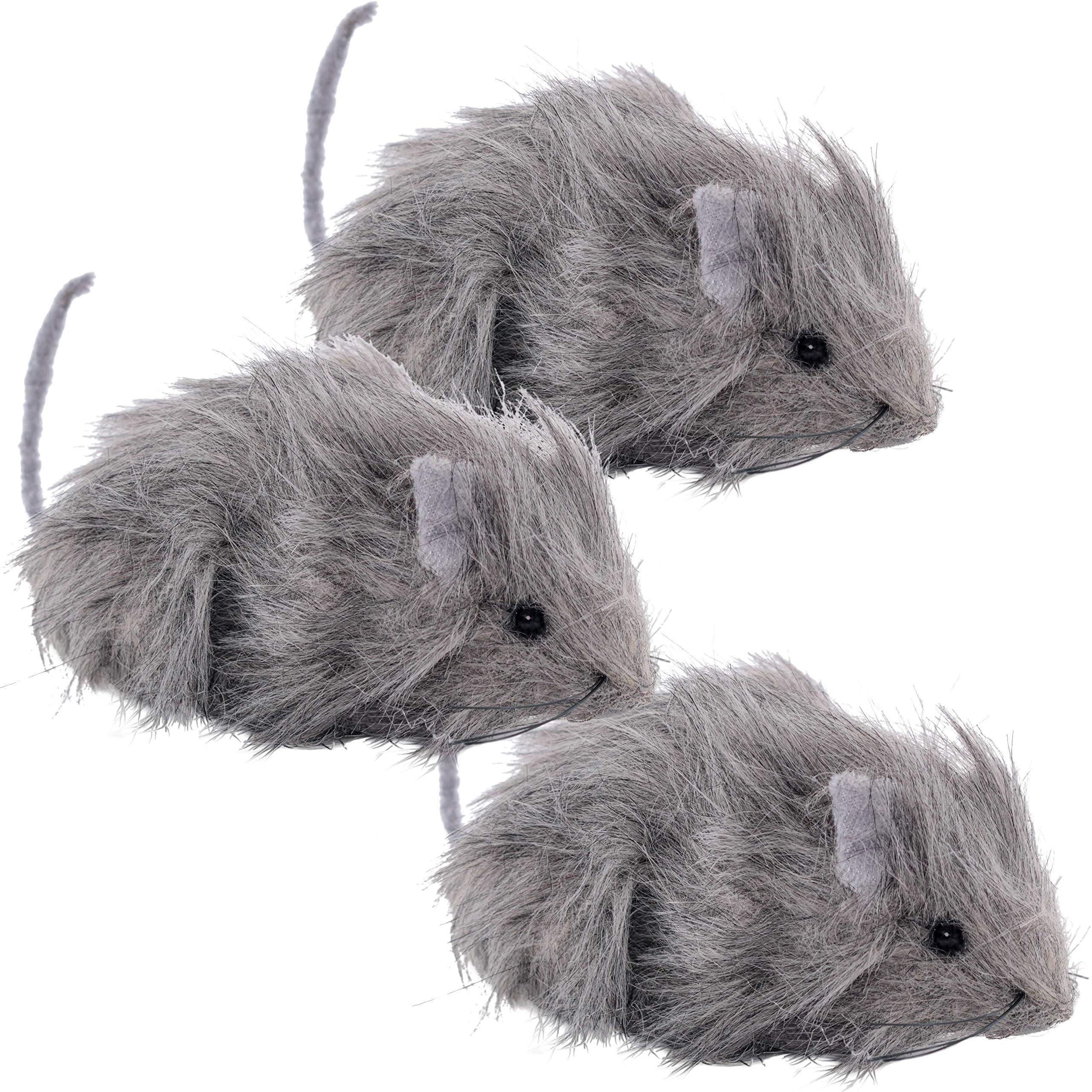 Halloween Haunters 3 Scary Realistic Grey Hairy Rats Prop Decorations ...
