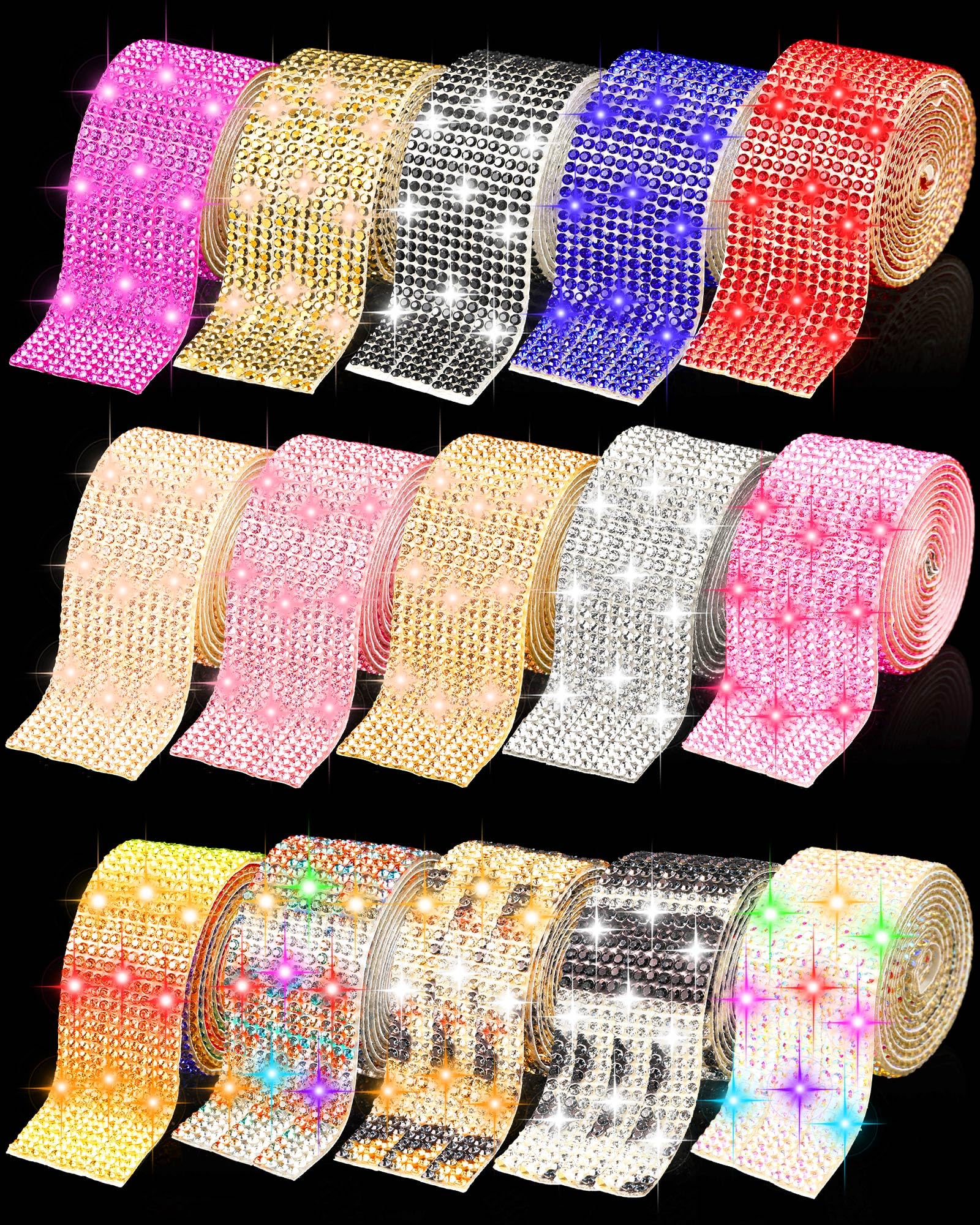Amazon.com: 15 Roll Self Adhesive Crystal Rhinestone Ribbon Strips ...