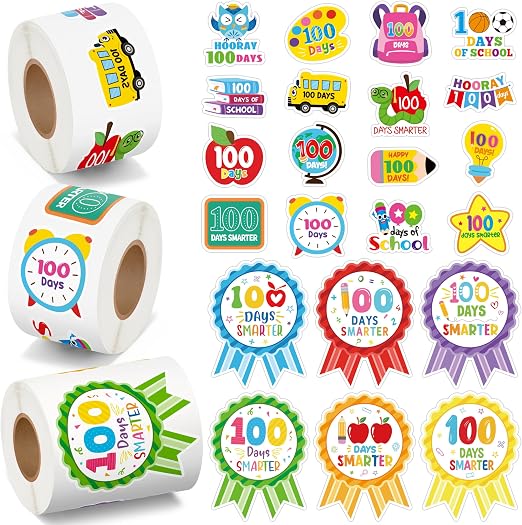 Amazon.com: BeYumi 100 Days Smarter Sticker - 1200Pcs 100th Day of ...