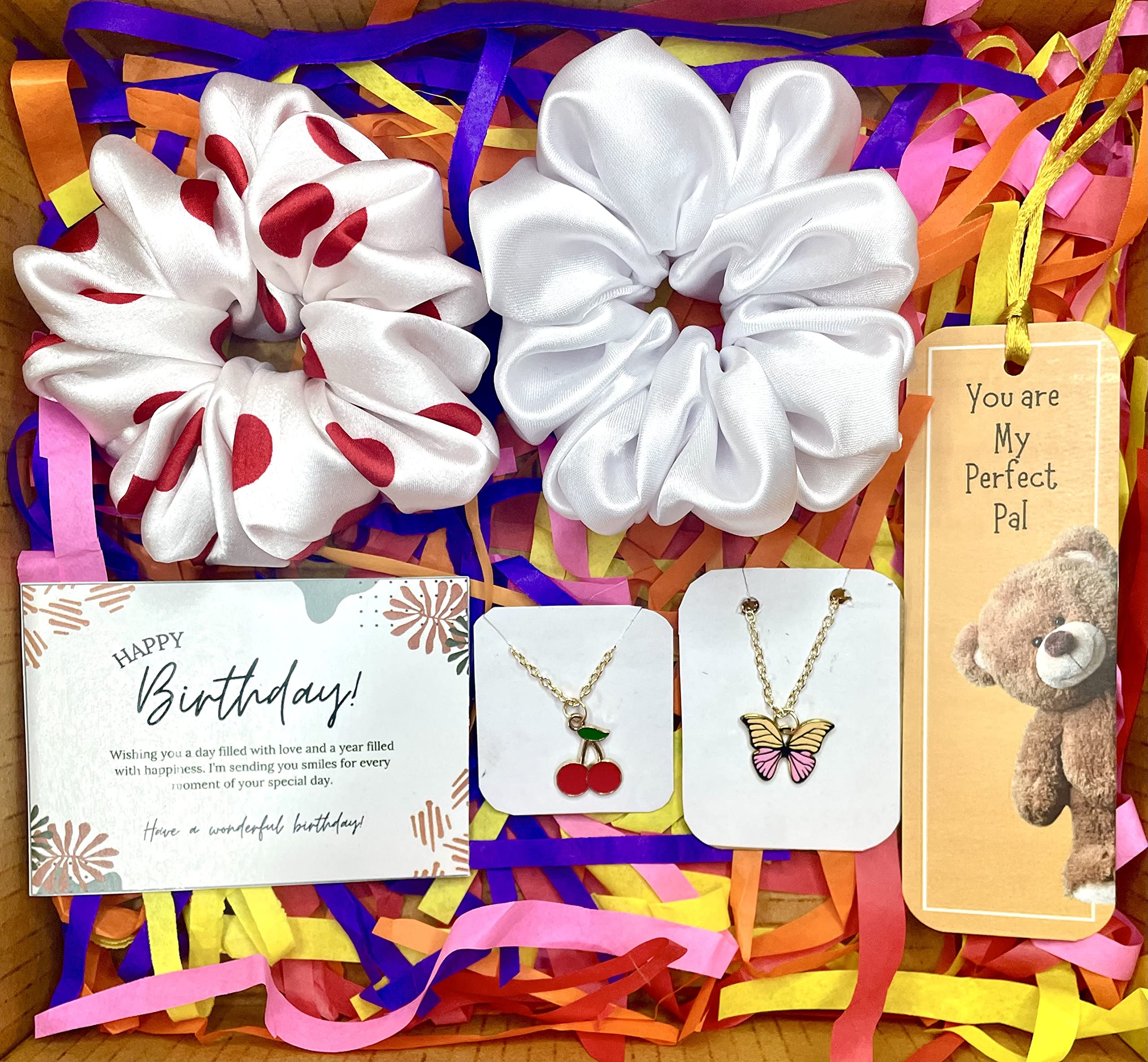 Birthday Gift Combo for Women and Girls, 2 Hair Scrunchies, Cherry ...