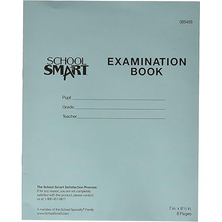 Amazon.com: School Smart Examination Blue Book with 8 Pages, 7 x 8-1/2 ...