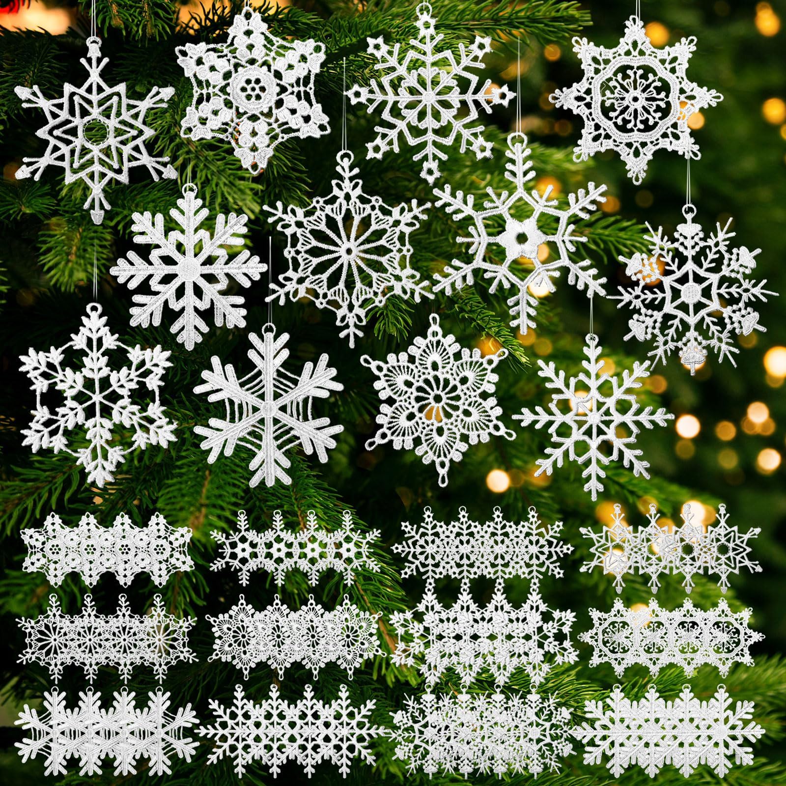 Amazon.com: Vercraft 12 Pcs Christmas Cotton Snowflake Ornaments Thick ...