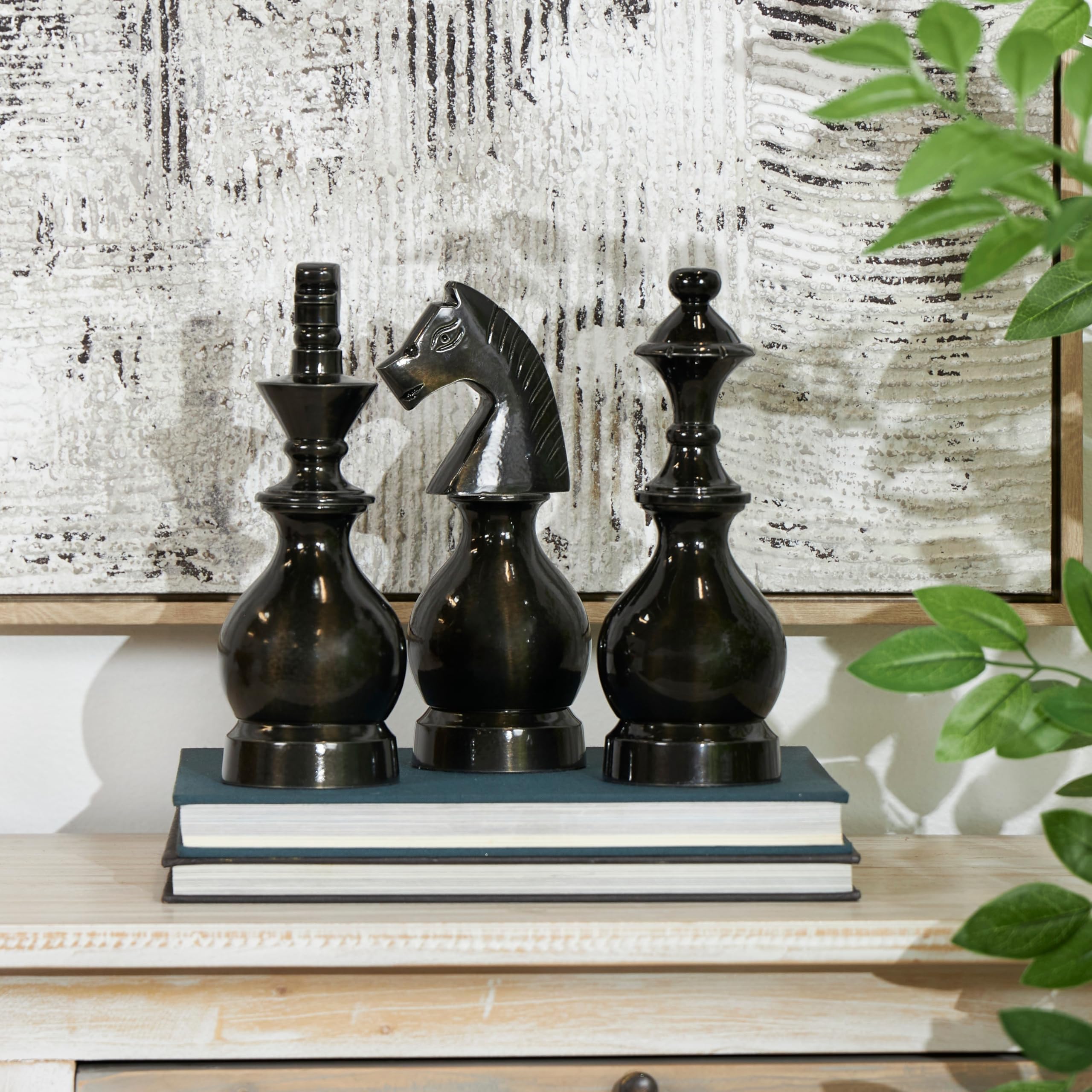 Amazon.com: Gray King Knight Chess Sculpture (Set of 3) Grey : Home ...