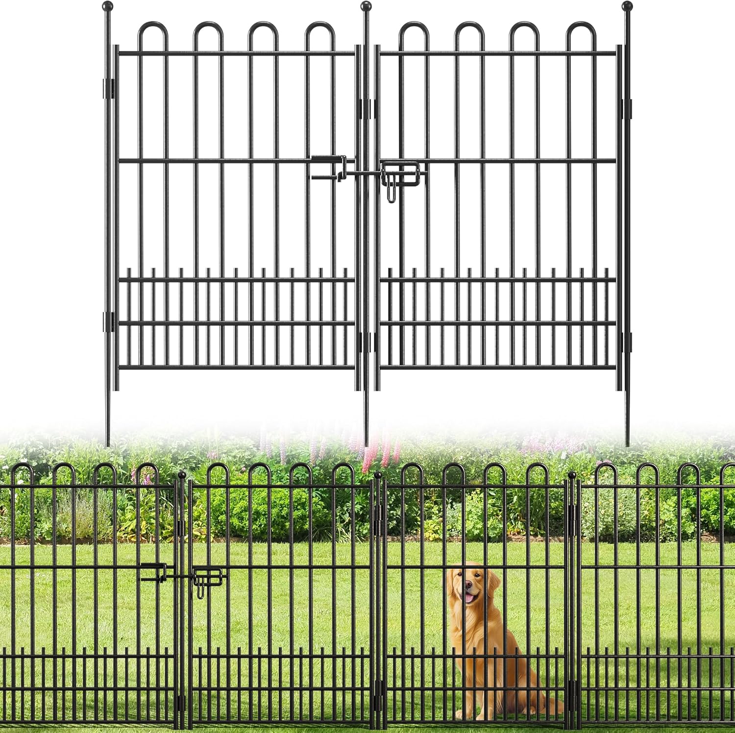 Amazon.com : DurayLoly 10 Panels Garden Fence with Latch Gate, 39.51in ...
