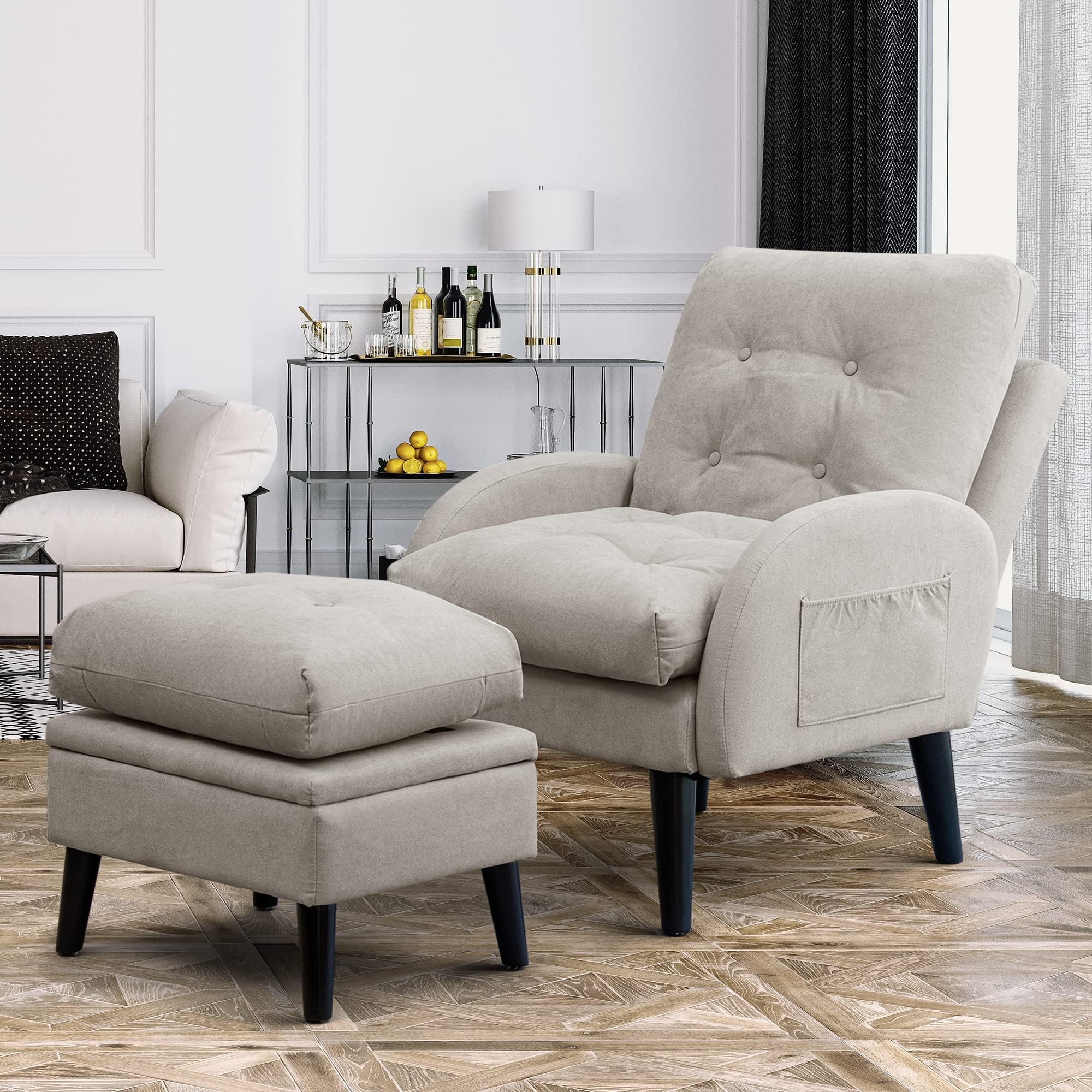 Amazon.com: LITFAD Modern Upholstered Rocking Chair - Tufted Seat and ...