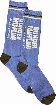 Amazon.com: The Office - Dunder Mifflin Crew Socks (Blue/Black, One ...