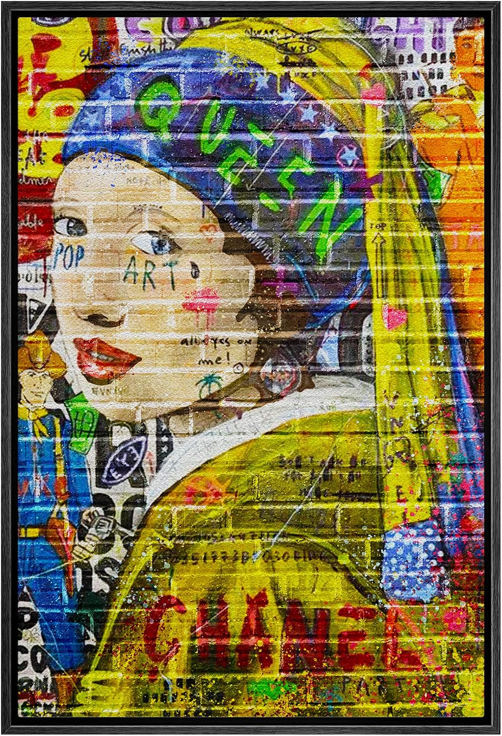 Amazon.com: SIGNWIN Framed Canvas Print Wall Art Girl Pearl Earring ...