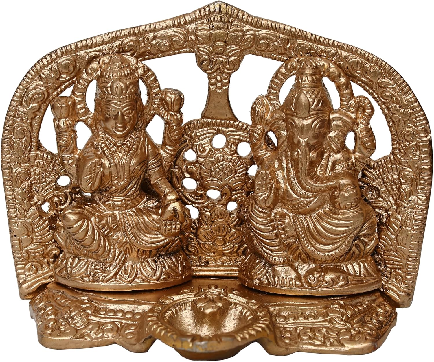 Amazon.com: Generic Sacred Ganesh Lakshmi Metal Statue - Bronze Finish ...