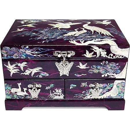 Amazon.com: MADDesign Mother of Pearl Lacquered Jewelry Box Two Level ...