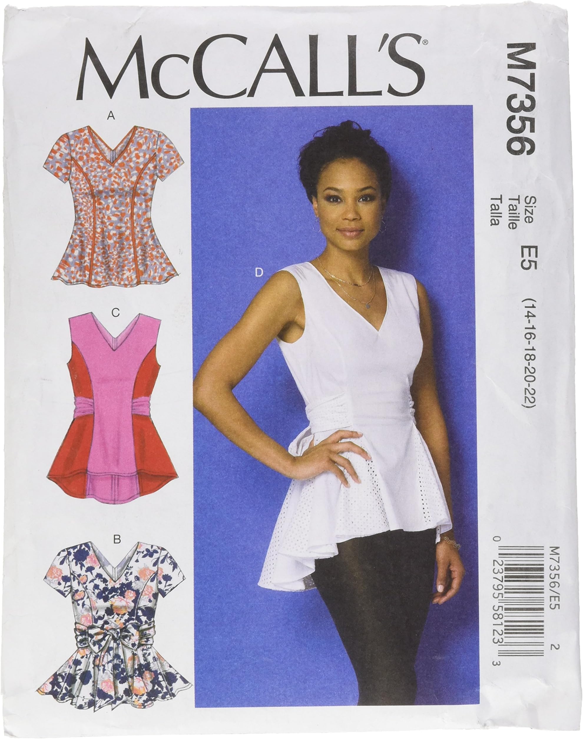 Mccall's Patterns MC7095, Misses Tops and Tunics,Sizes (16-18) (20-22 ...