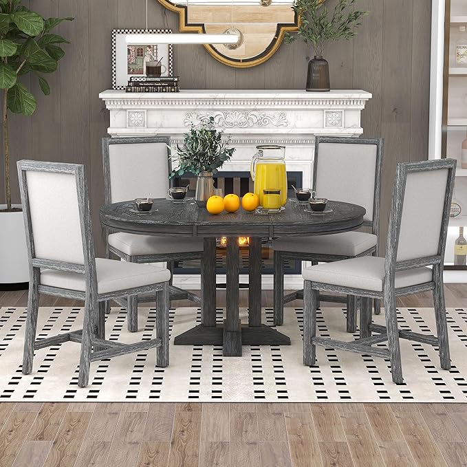 Amazon.com - Quarte 5-Piece Farmhouse Round Dining Table Set with ...