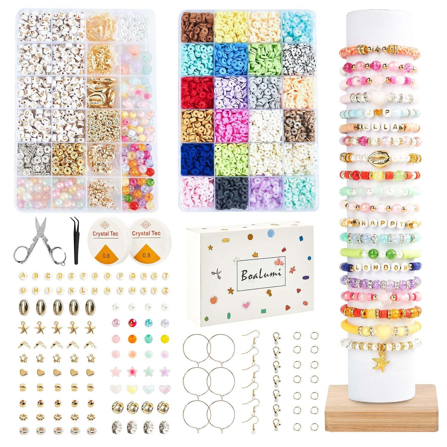 BoaLumi Upgraded Bracelet Making Kit - 2 Boxes Polymer Clay Beads for ...