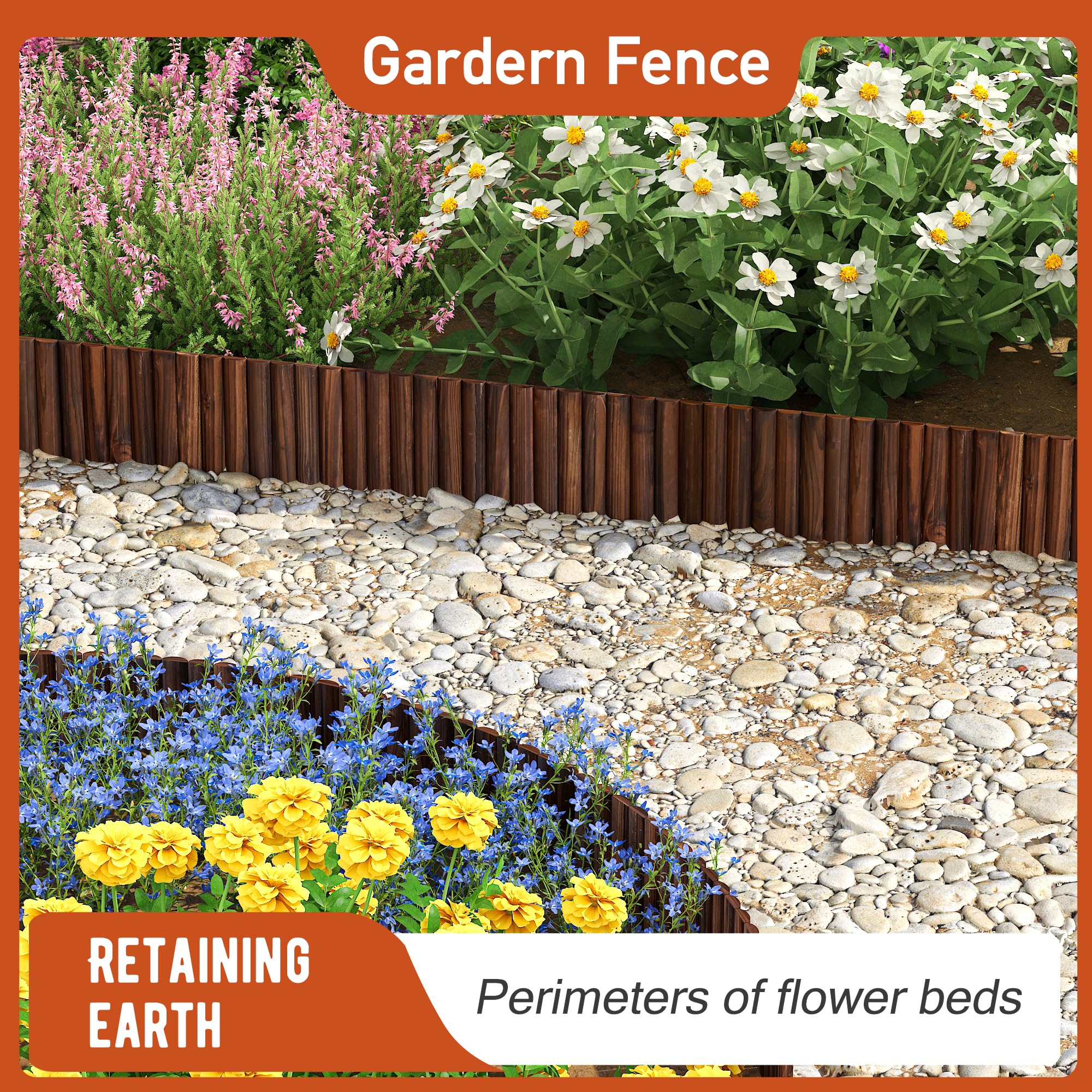 Snapklik.com : Decorative Wood Garden Edging Border Fence For Yard