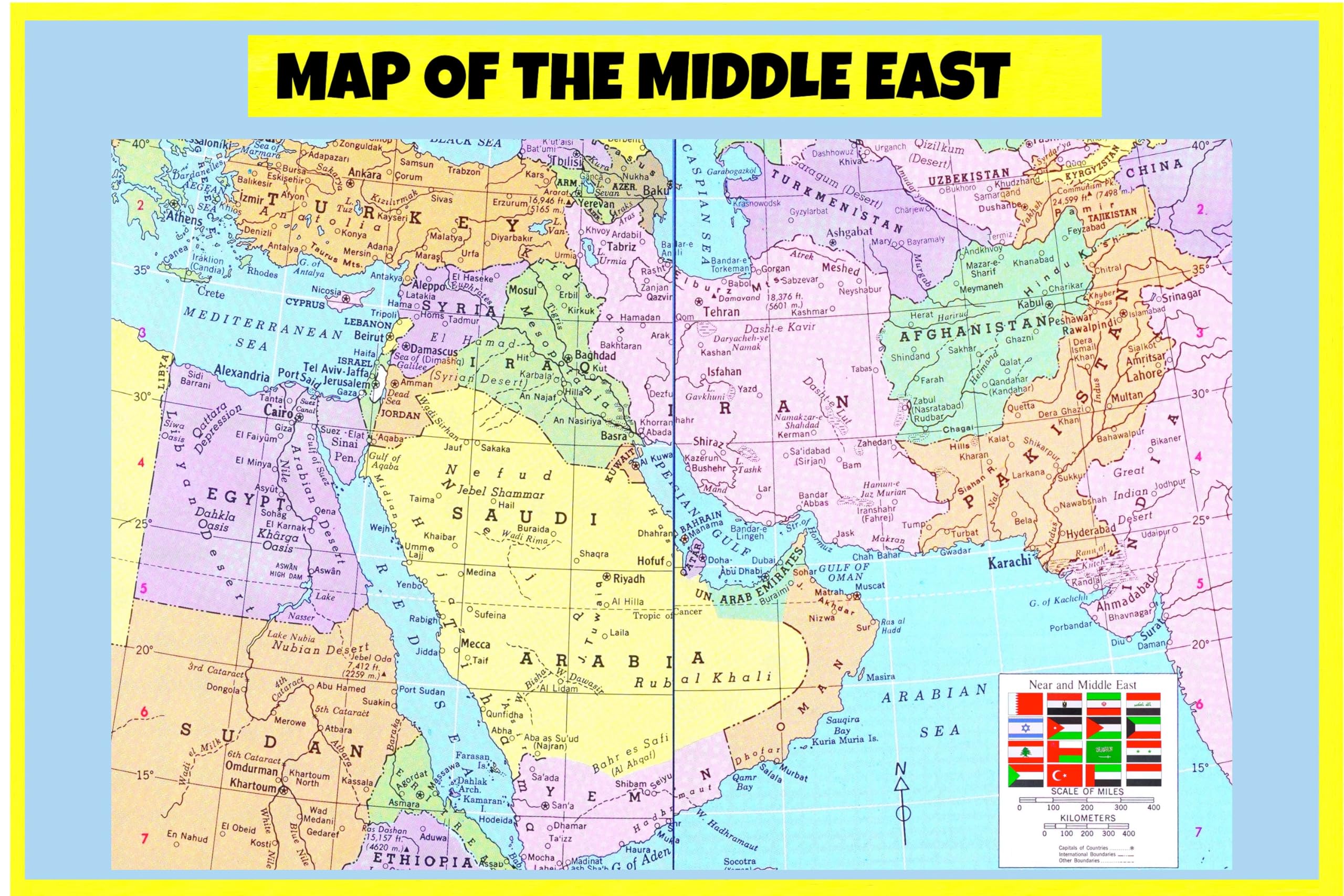 Middle East Political Map 6,600+ Middle East Map Stock Photos,