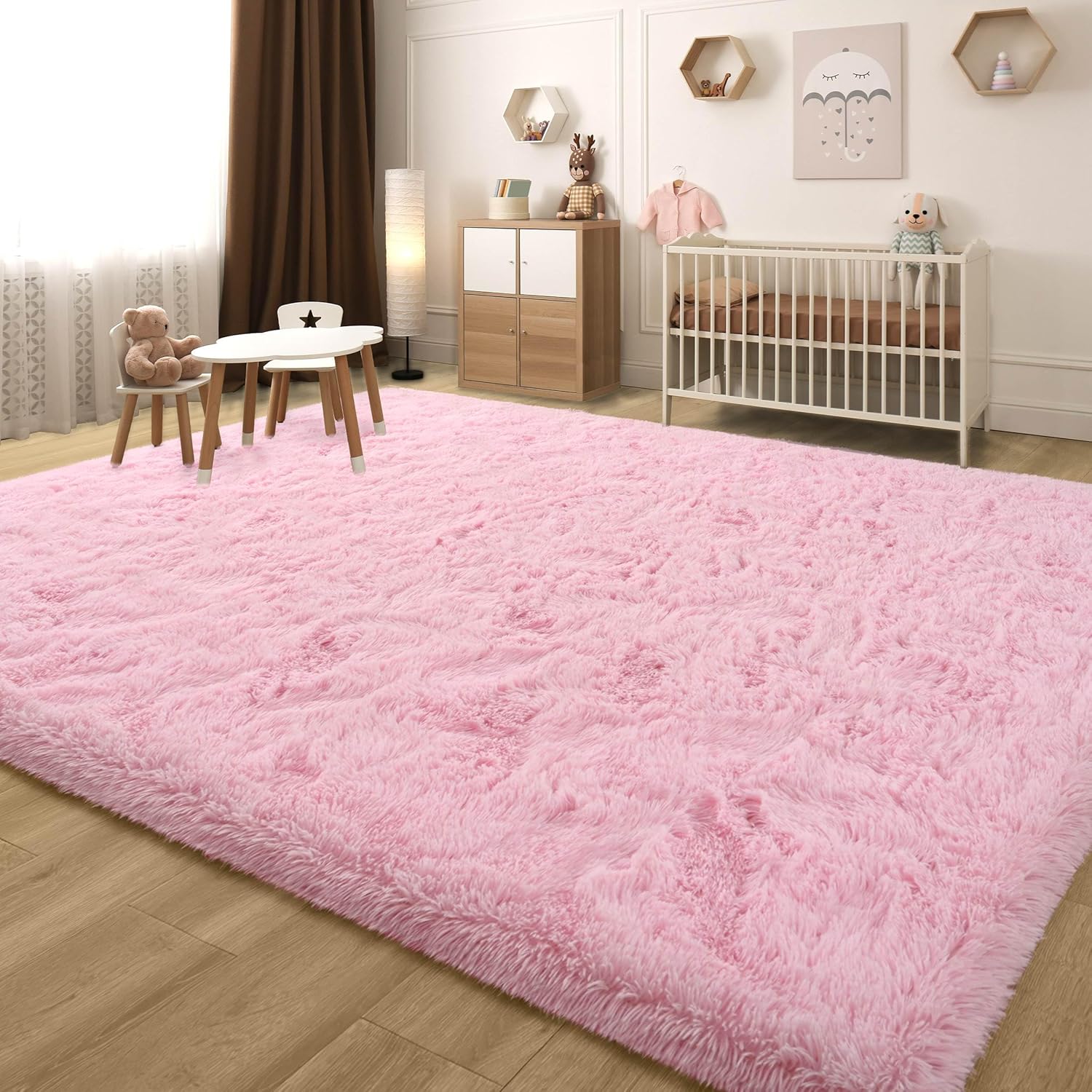 Amazon.com: ULTSOFE 6x9 Pink Fluffy Rug for Girls Bedroom Soft Carpet ...
