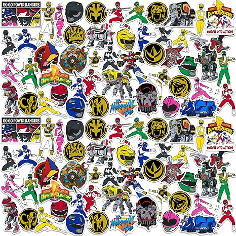 Amazon.com: Power Rangers Mighty Morphin' Vinyl Large Deluxe Stickers ...