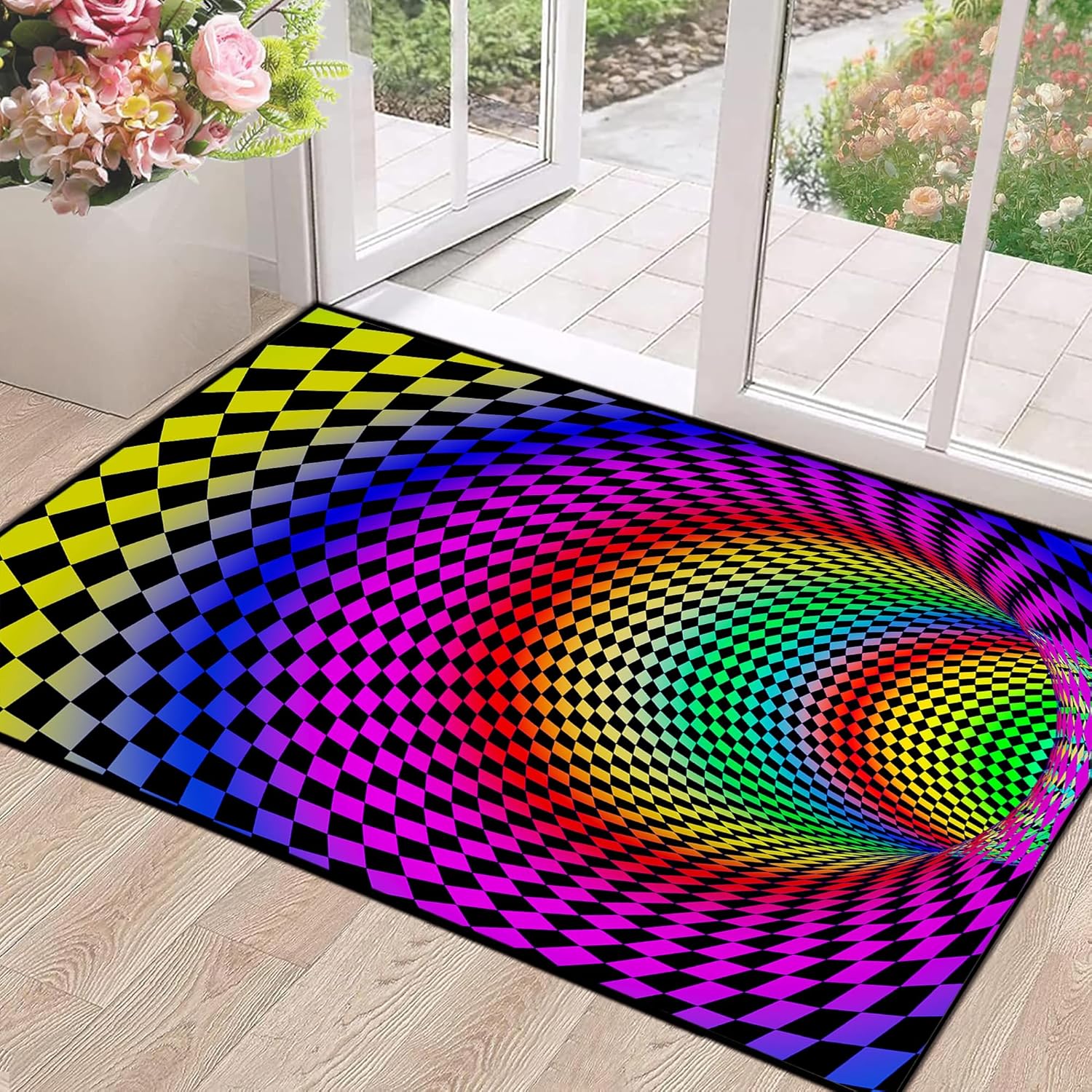 Amazon.com: CERYUEE Optical Illusion Rug Rainbow Fun Sensation of ...