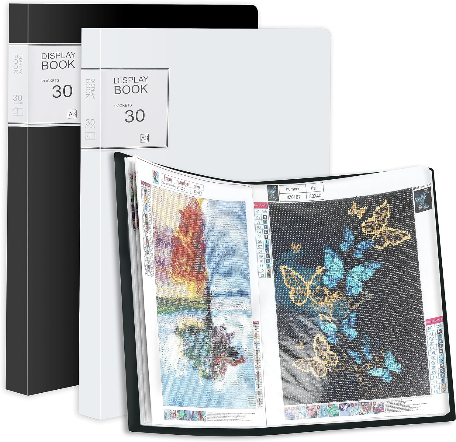 2 Packs A3 Diamond Paintings Storage Books, Large 30x40 Diamond Art ...