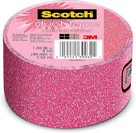 Amazon.com: Scotch Duct Tape, 1.88 in x 8 yd, 1 Roll, Hot Pink Glitter ...