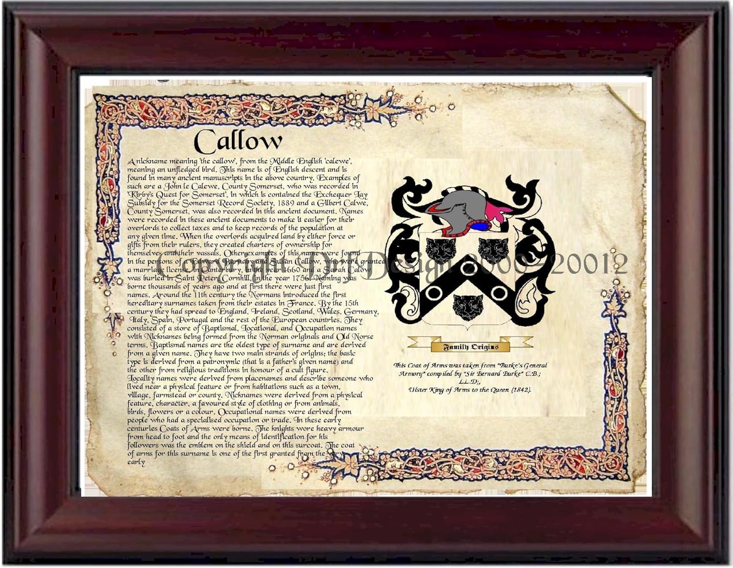Amazon.com: Callow Coat of Arms/ Family Crest on Fine Paper and Family ...