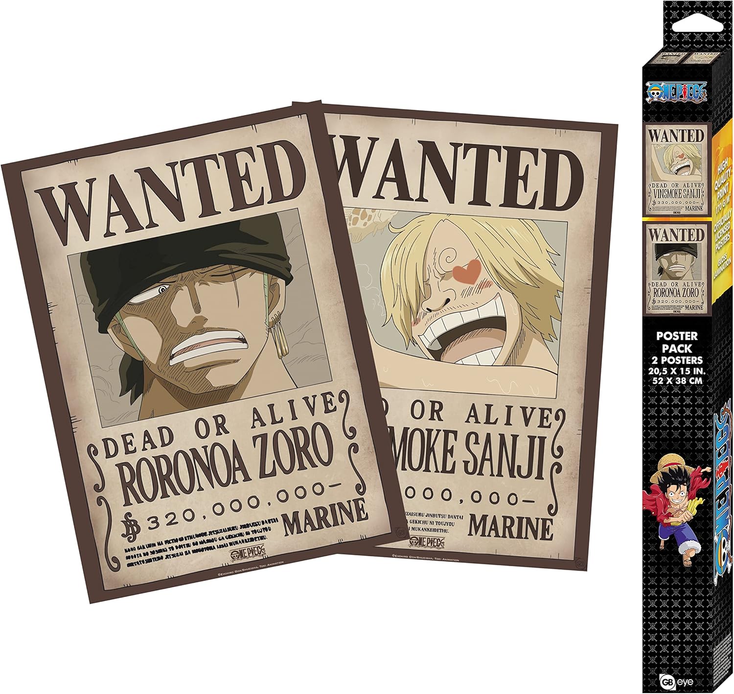 ABYSTYLE One Piece Zoro & Sanji 2-Poster Chibi Set (52 x 38 cm) for ...