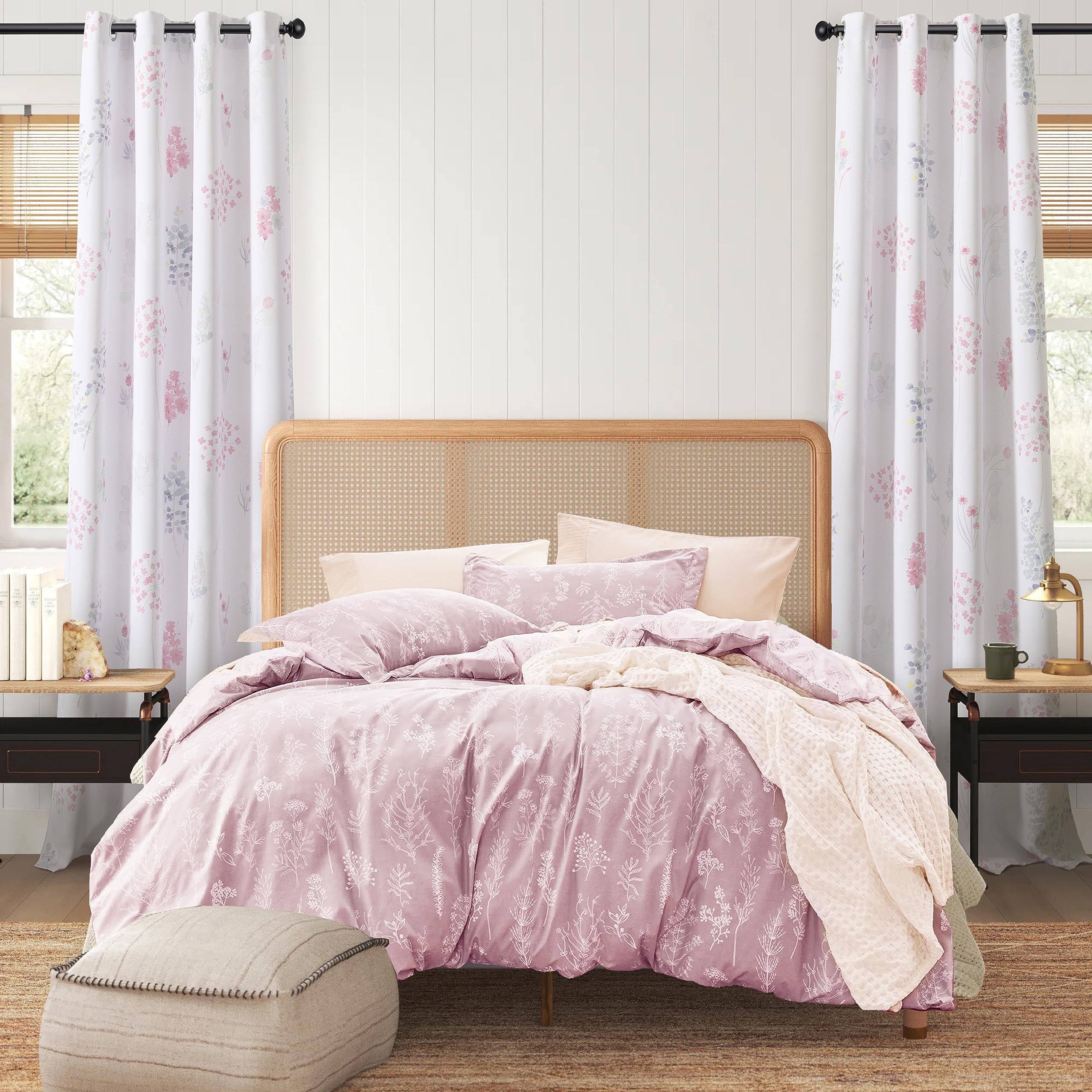 XTMYI Pink and Grey Curtains for Bedroom Closet Door,80% Blackout Room ...