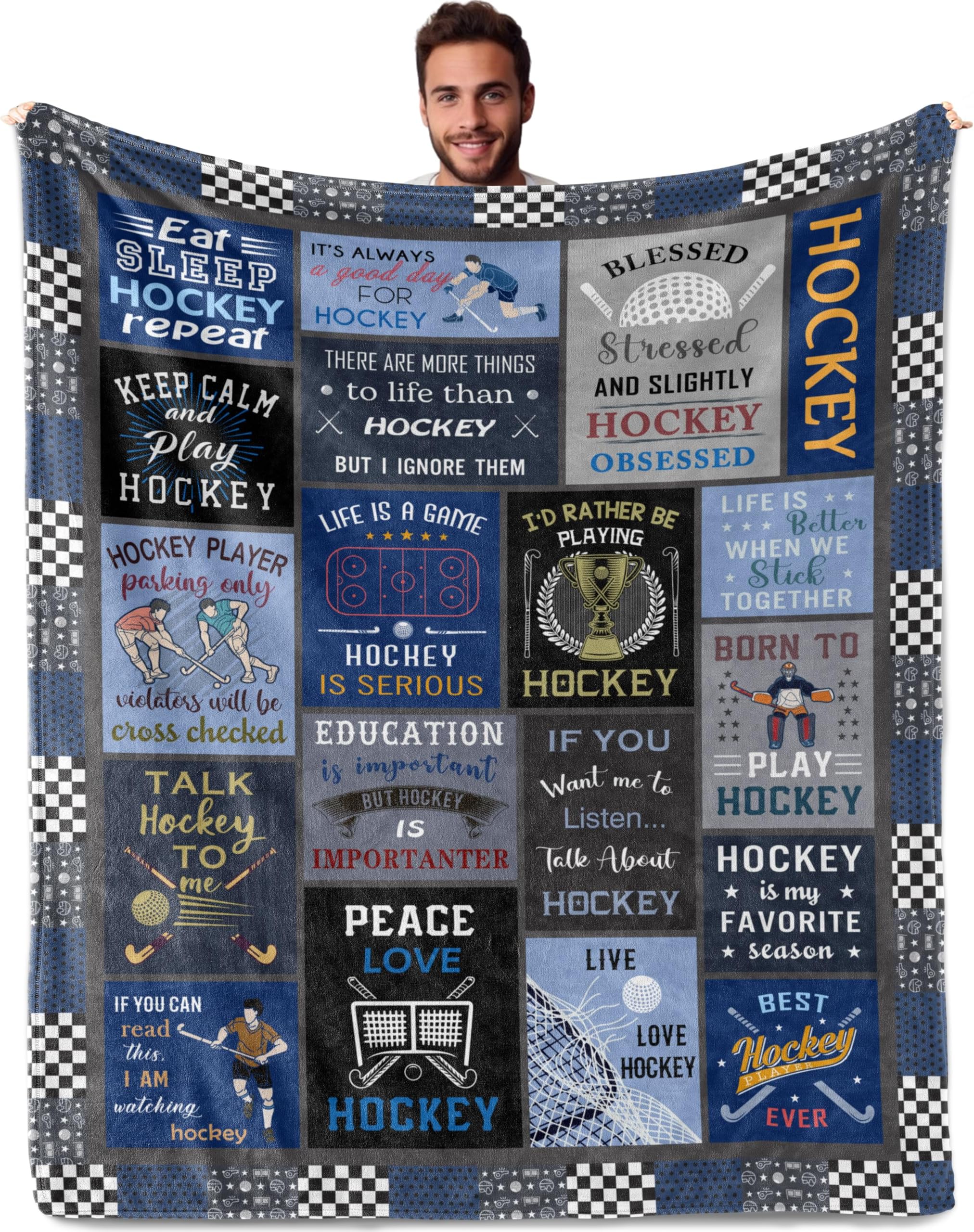 Amazon.com: JOPJOLIW Ice Hockey Gifts, Hockey Player Blanket for Boys ...