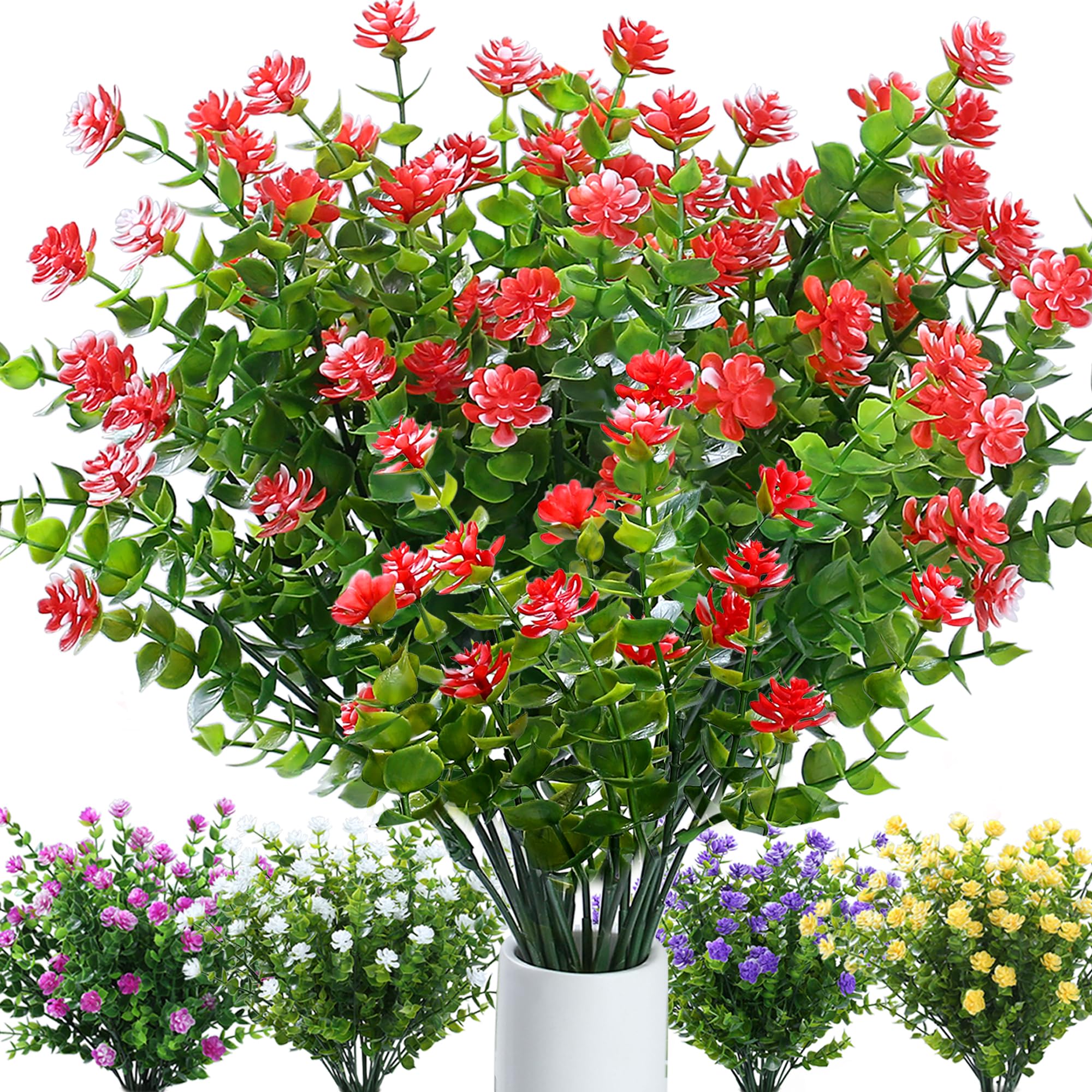 Amazon.com: AWARDSEN Red Artificial Flowers for Outdoors 14” Fake Red ...