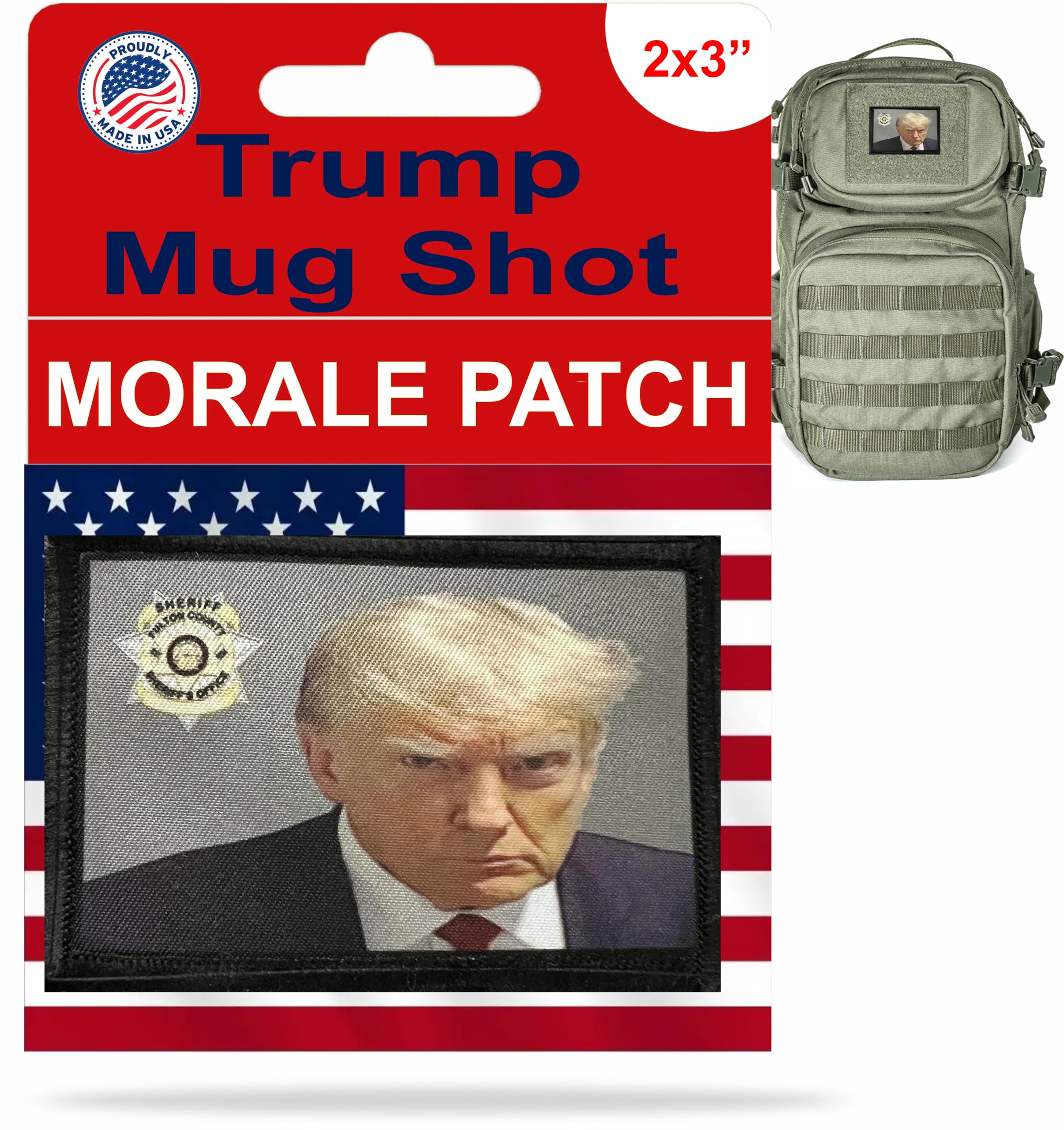 Amazon.com: Trump Mug Shot Morale Patch |Trump MAGA Patches |2x3 Hook and Loop Donald Trump ...