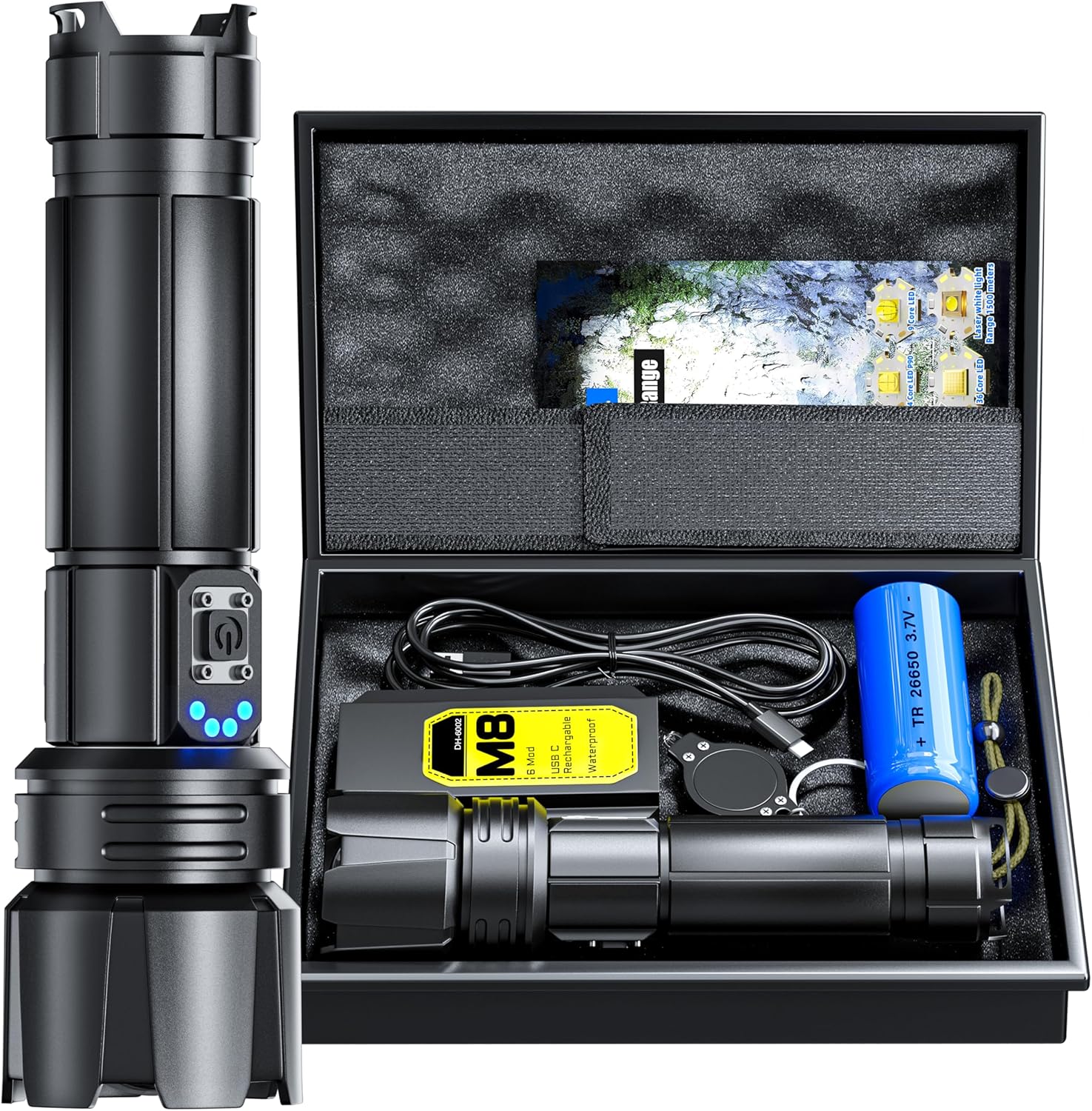 AUSELECT LED Torch Rechargeable Handheld Flashlight - 20000 High Lumens ...