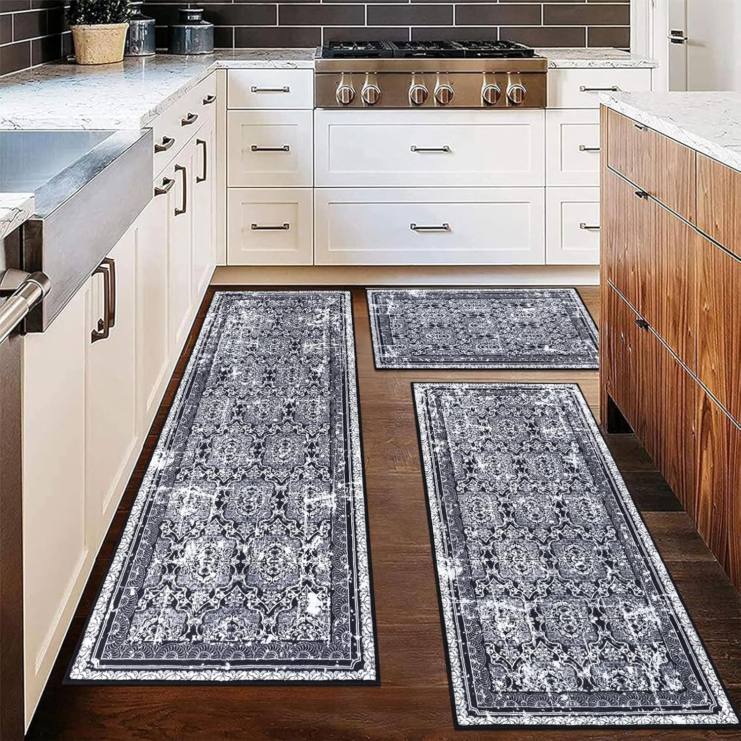 Amazon.com: Vaukki Boho Kitchen Rug Sets 3 Pieces, Washable Kitchen ...