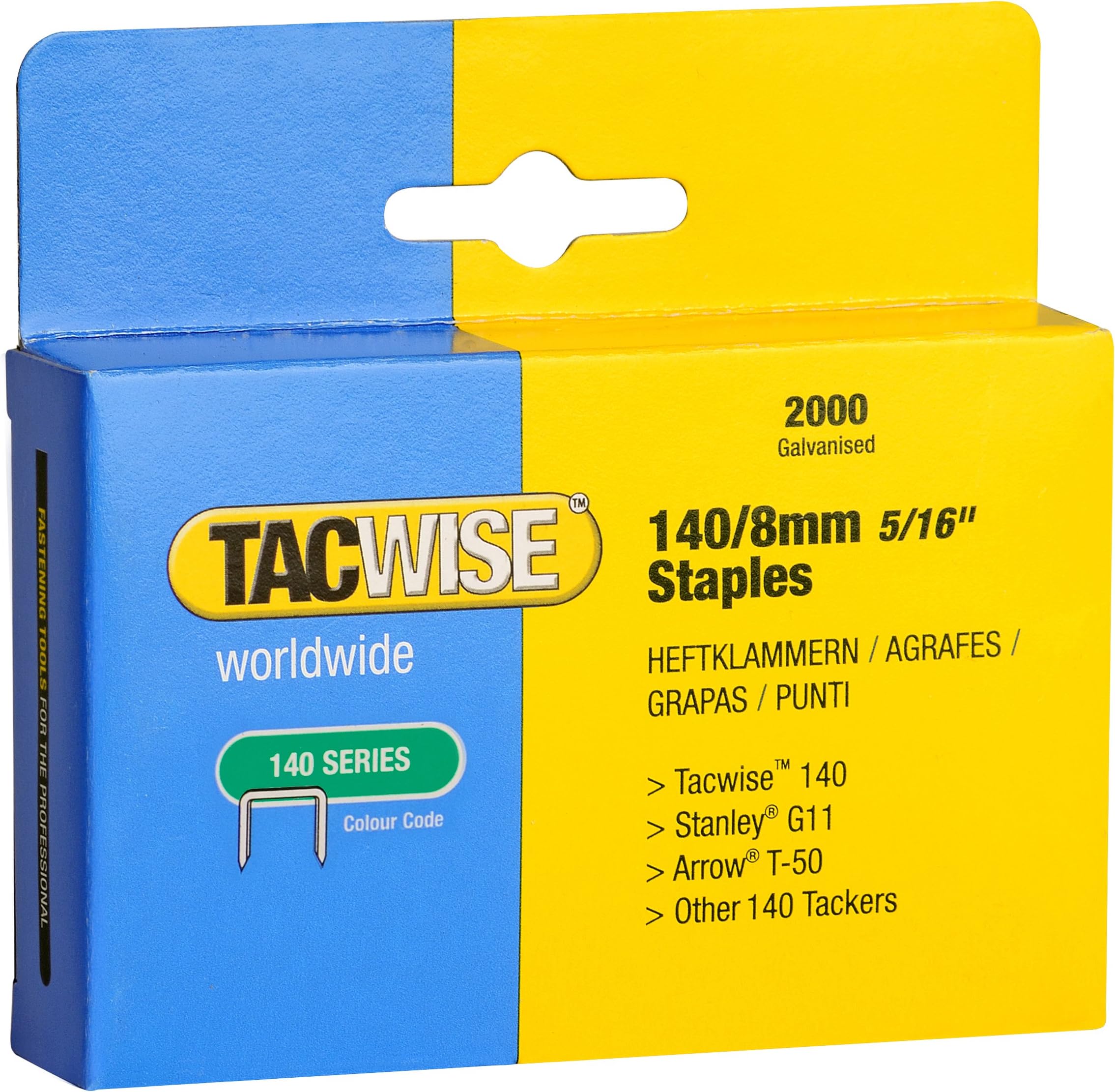 Tacwise 0346 Type 140/8mm Heavy Duty Galvanised Staples, Pack of 2000 ...