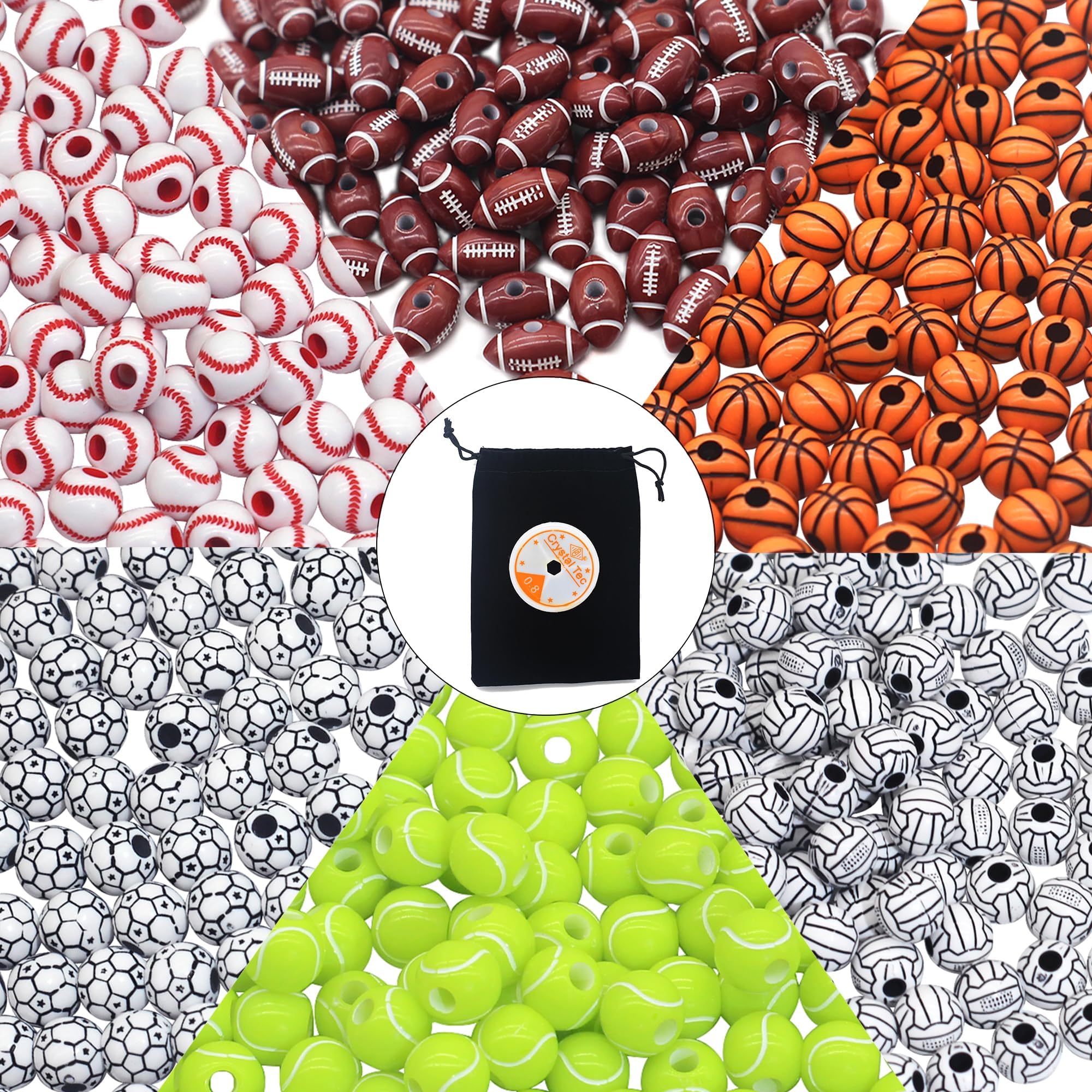 Amazon.com: 100 Pcs Soccer Sports Beads White Football Sports Spacer ...