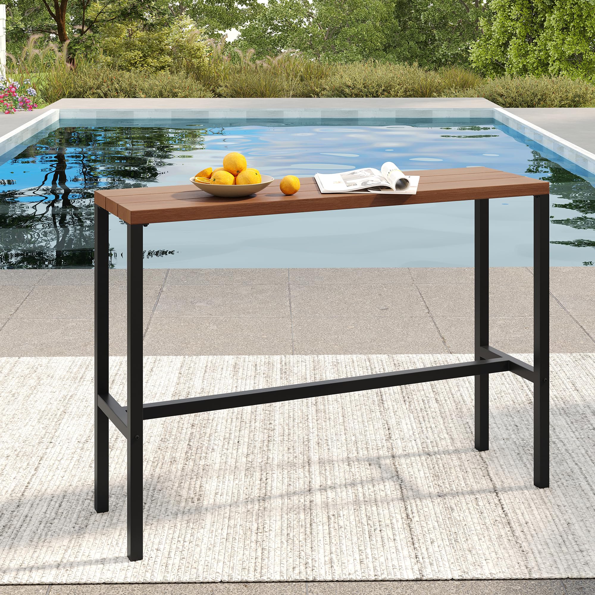 Snapklik.com : VICLLAX Patio Bar Table Rectangle Outdoor Bar Height ...