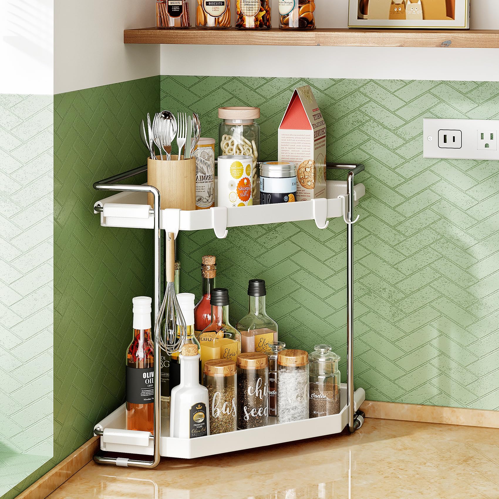 Snapklik.com : Spice Rack Corner Organizer Shelf 2 Tier Countertop ...