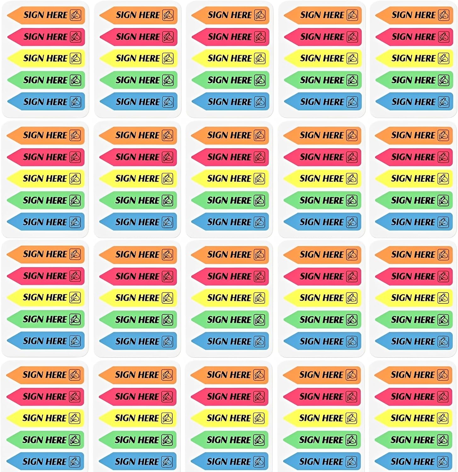 Sign Here Tabs 2000 Pcs, Sign Here Stickers Sticky Notes Tabs 5 Colors ...