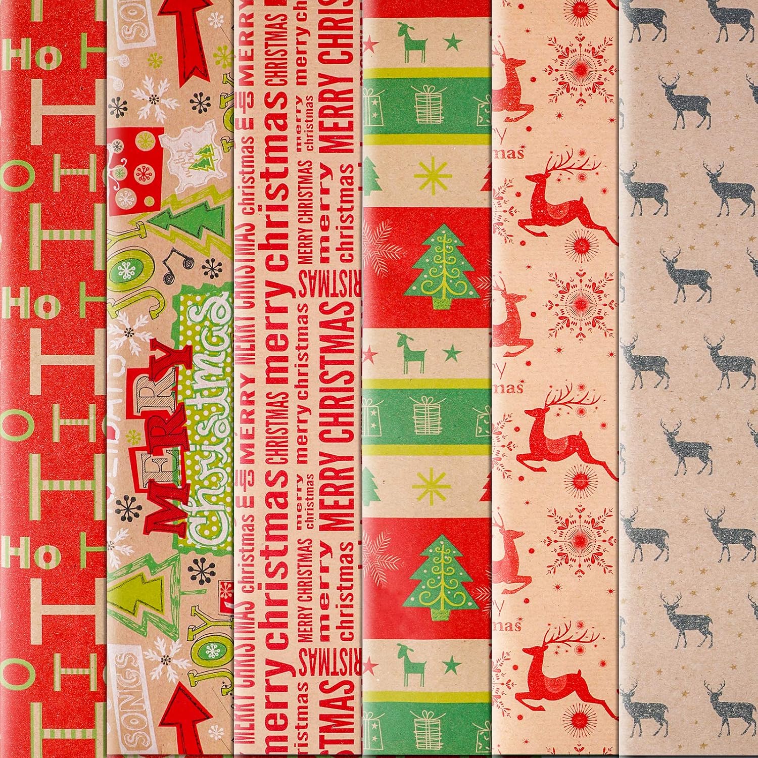 Amazon.com: Konsait 6 Large Sheets Folded Christmas Kraft Wrapping ...