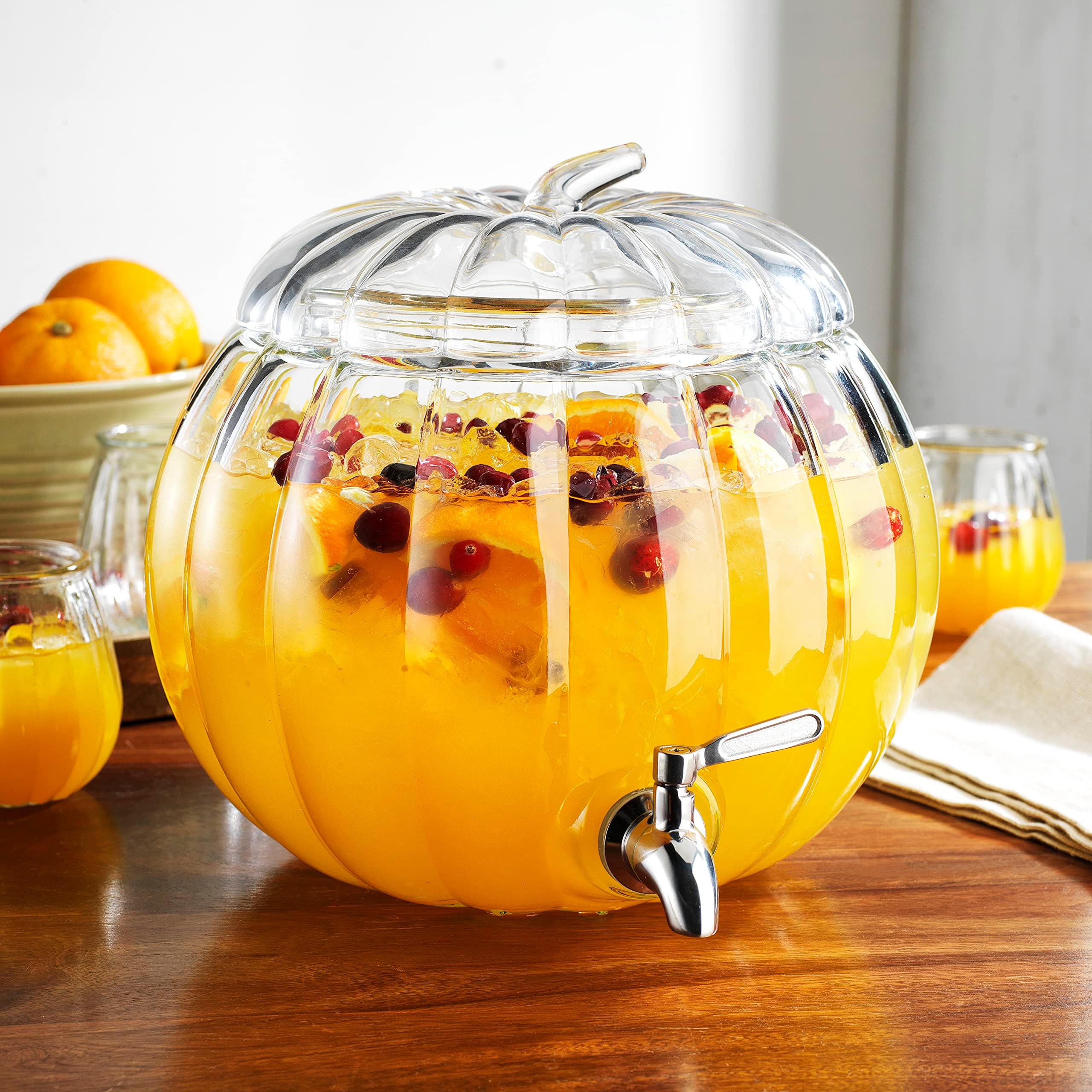 Amazon.com | Home To Table 2.11 Gallon Clear Glass Pumpkin Ice Cold Jug ...