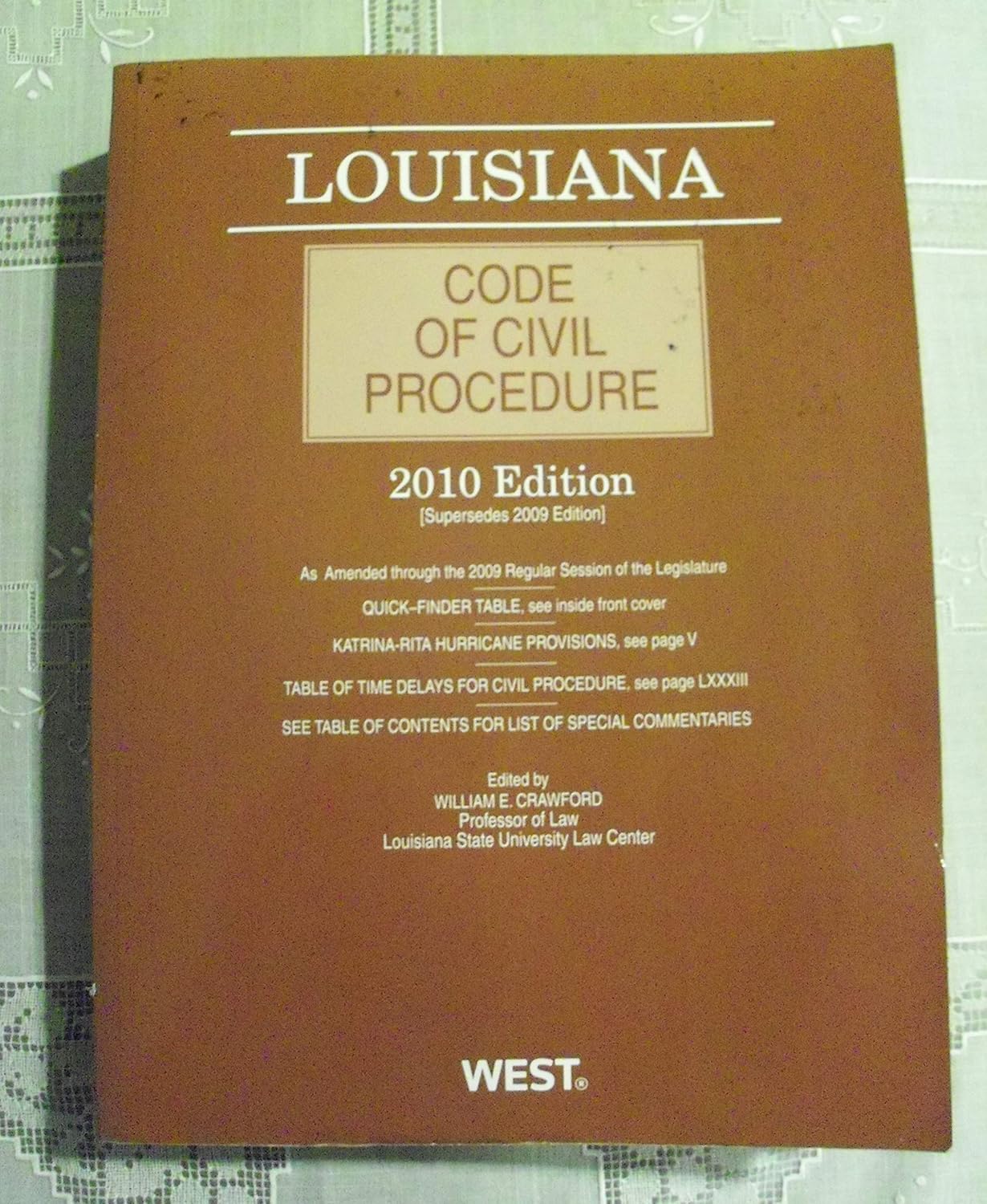 Louisiana Code of Civil Procedure, 2010 ed. : William Crawford: Amazon ...