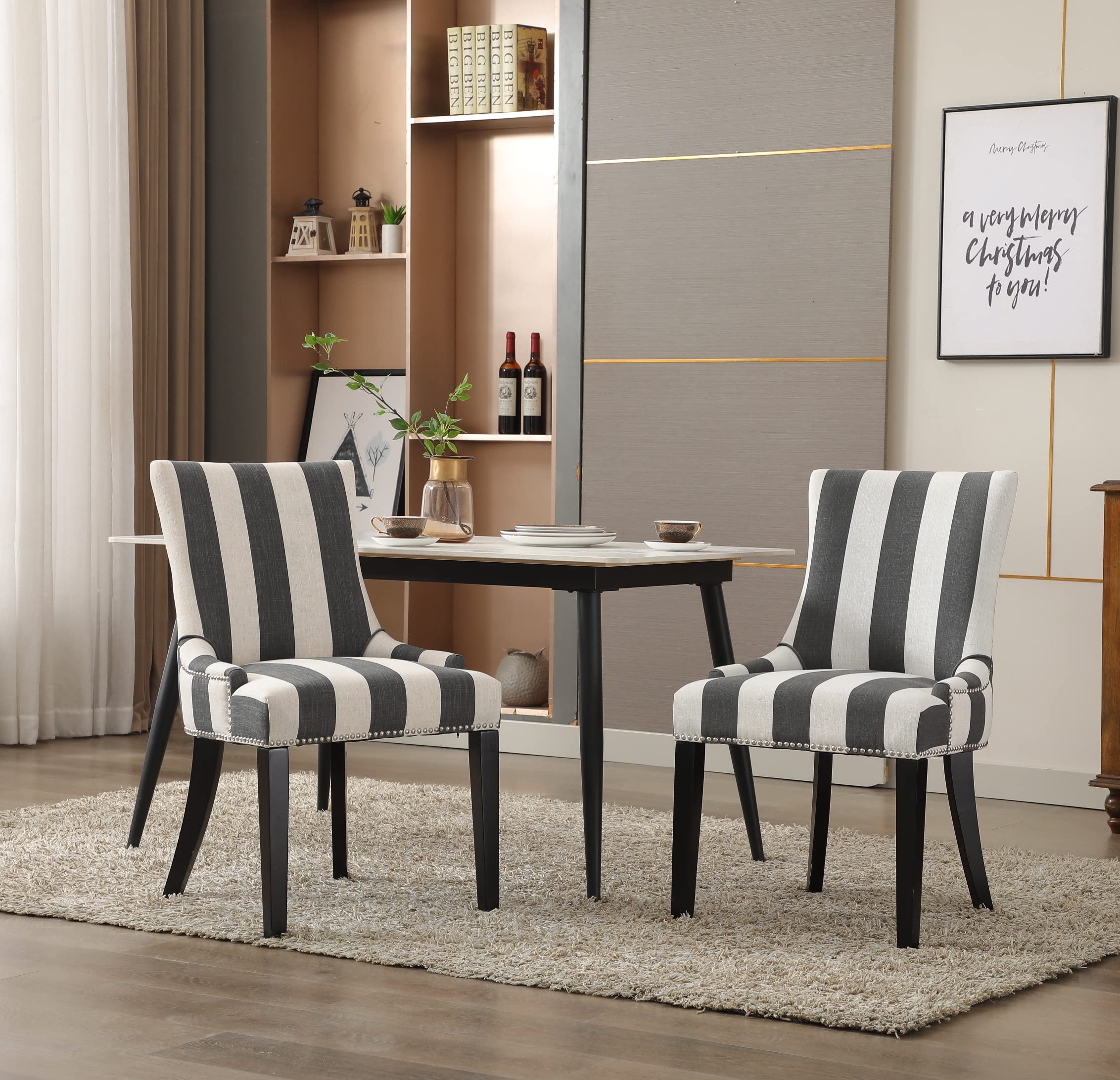 Merax Dining Chair Set of 2, Fabric Dinng Chair, Living Room Chair Set ...