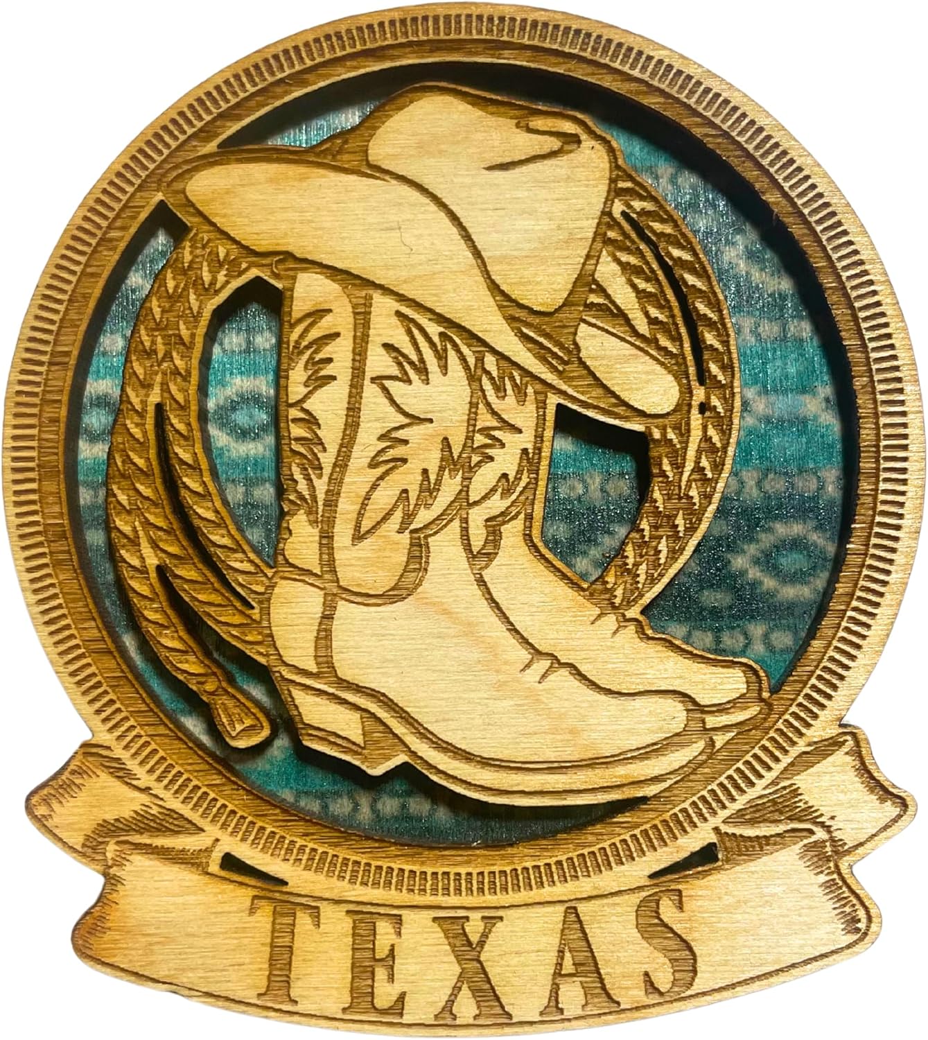 Amazon.com: Texas Wooden Magnet, Boots, Cowboy Hat, and Lasso Engraved ...