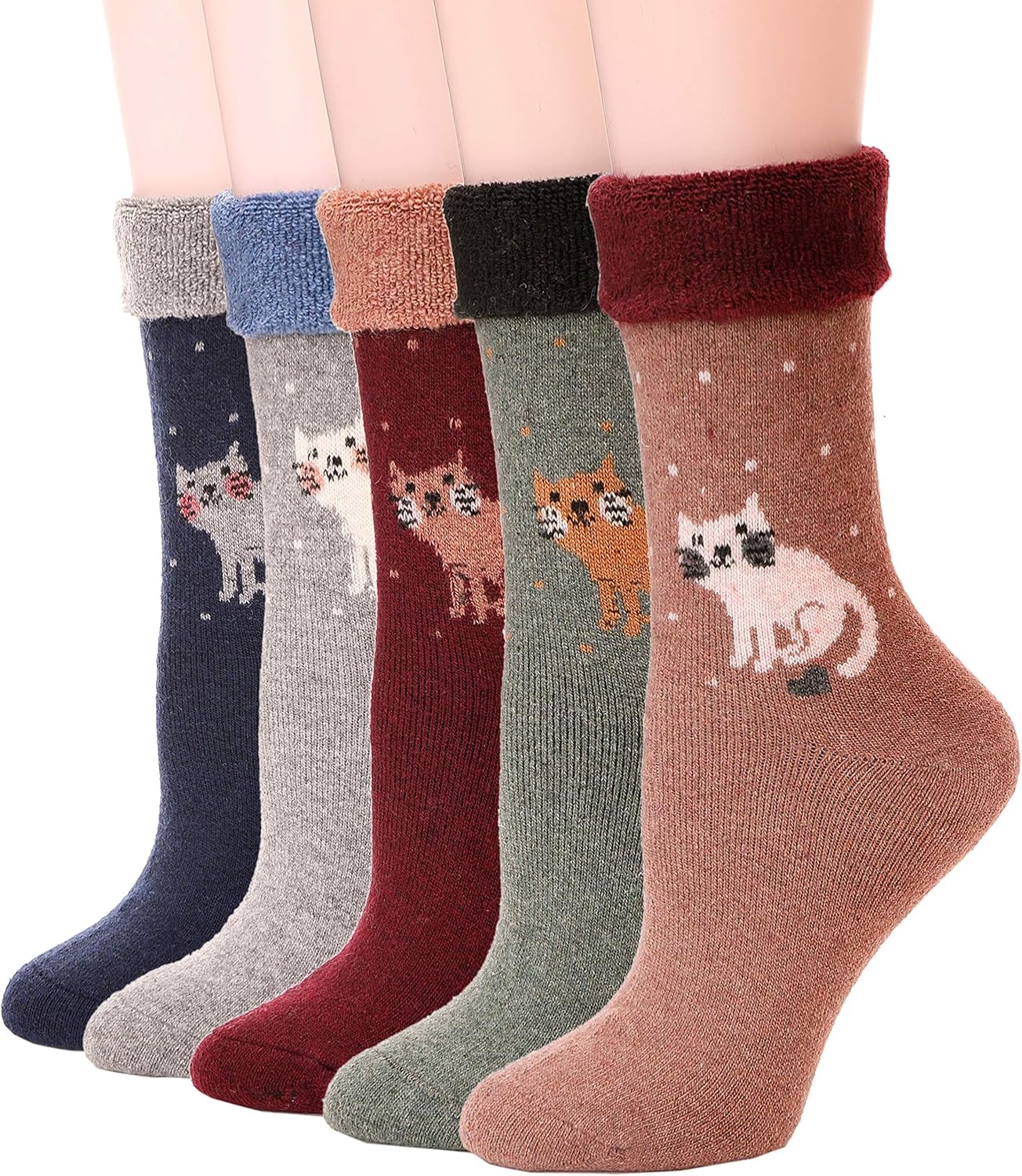 Amazon.com: EBMORE Women Wool Socks Winter Warm Hiking Thick Thermal ...