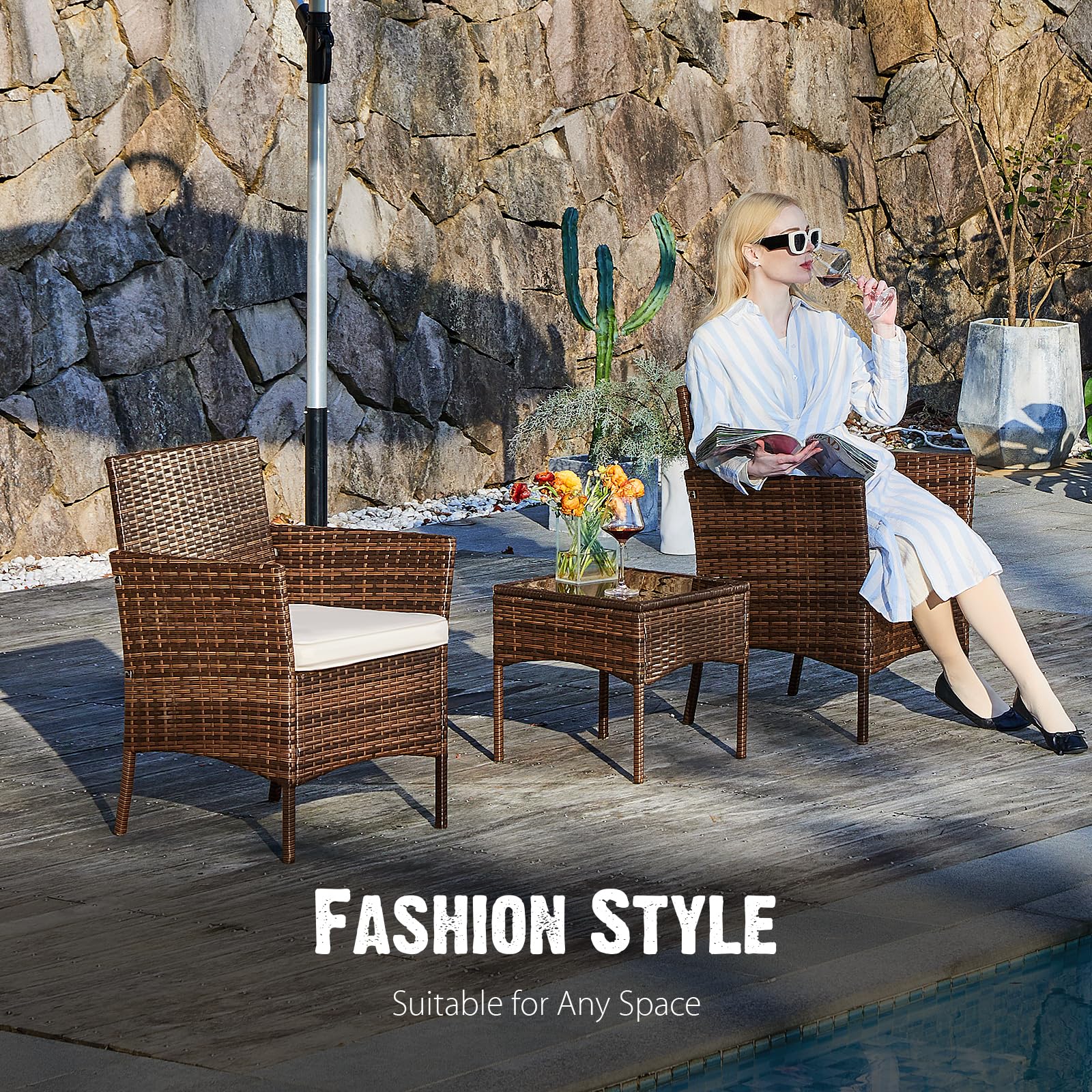 Snapklik.com : ANTONIA Patio Furniture Set 3 Pieces, Outdoor Rattan ...