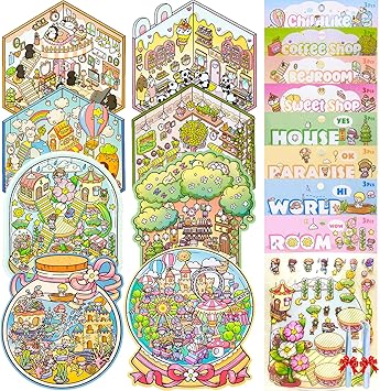 Amazon.com: DIY 3D Sticker Scene，8 Sets Pack（500+）, Reusable Sticker ...