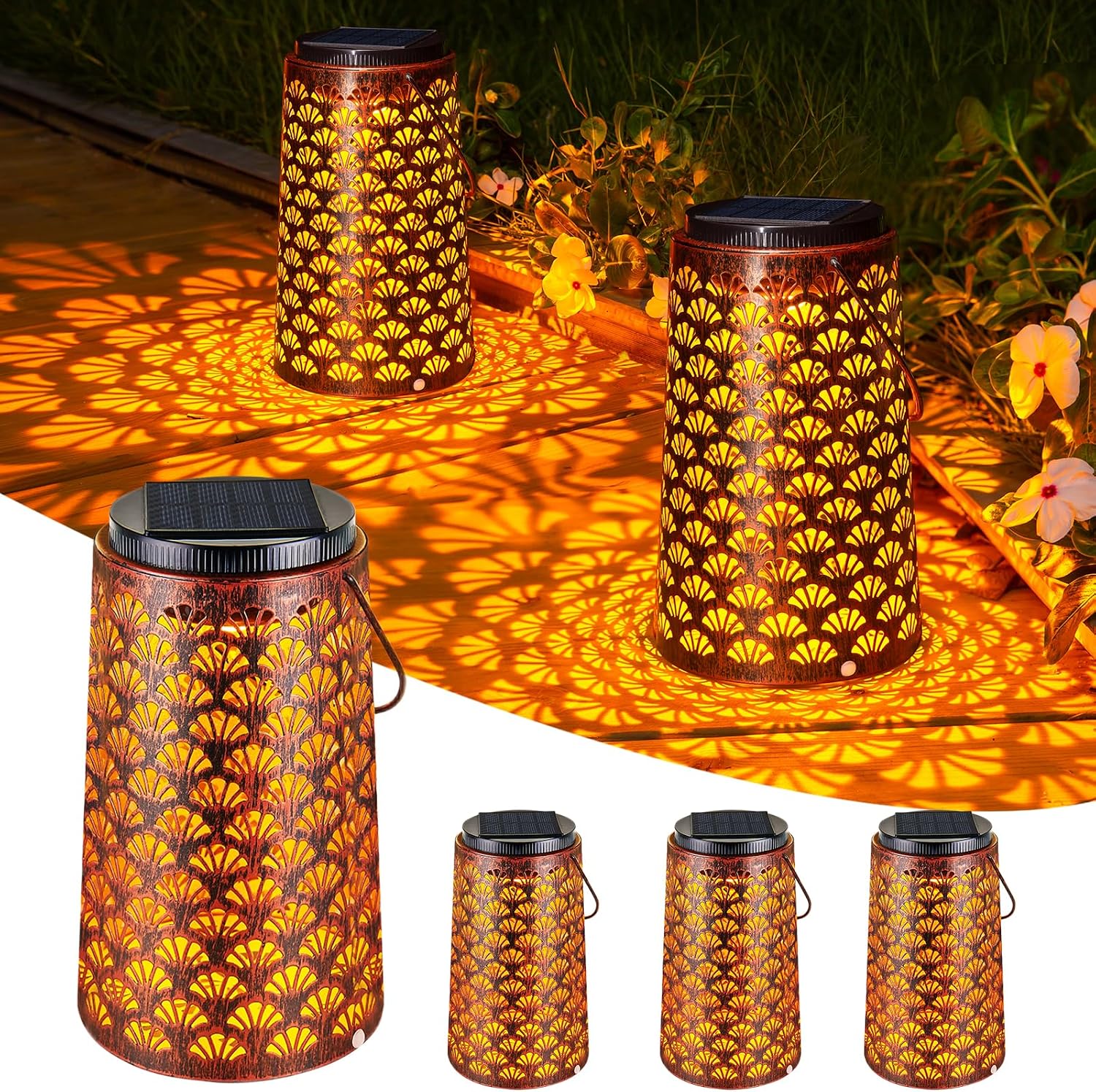 Amazon.com: JSOT Solar Lanterns Outdoor Waterproof, Hanging Lantern ...
