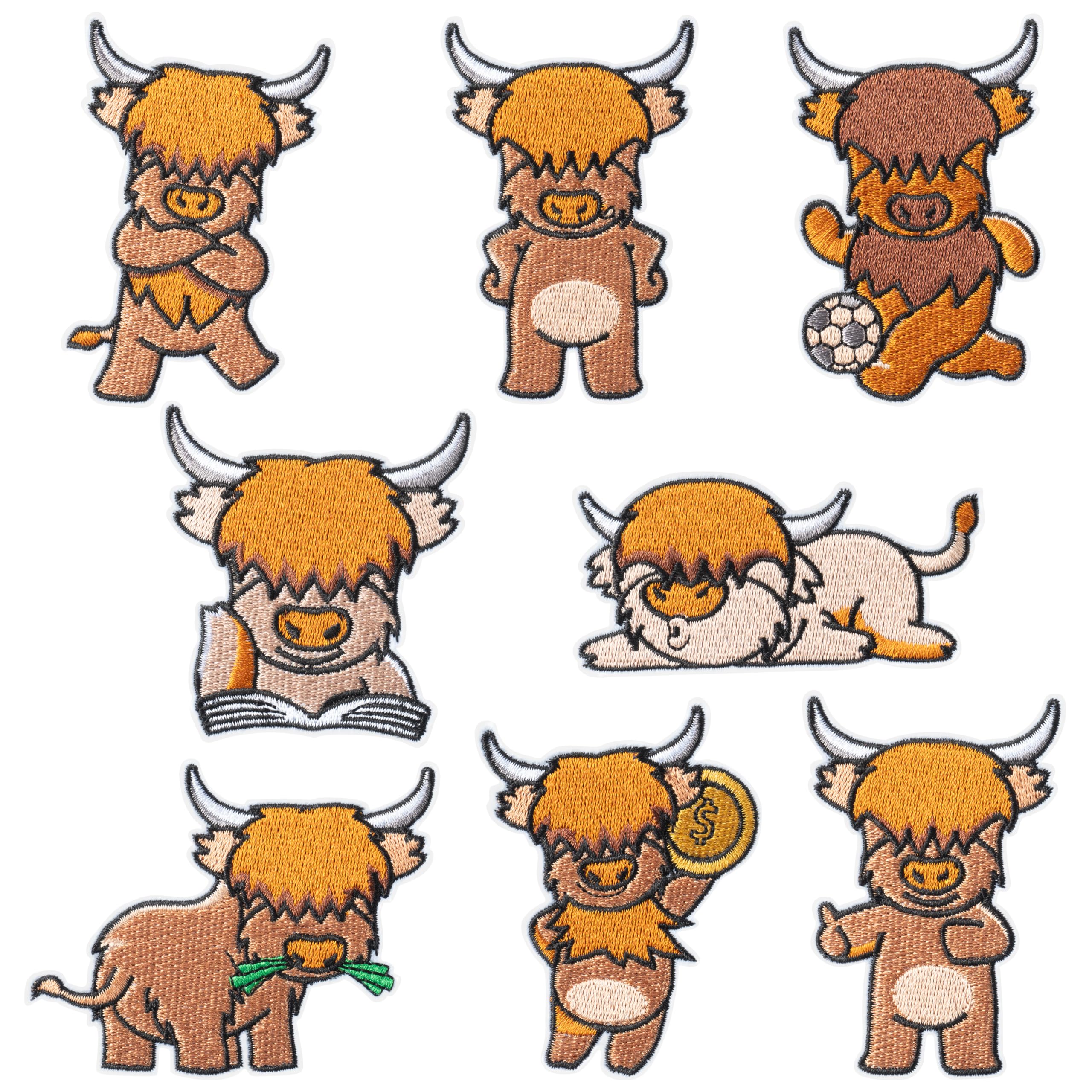 Amazon.com: Kirako 8Pcs Highland Cow Iron on Patches Cute Cartoon ...